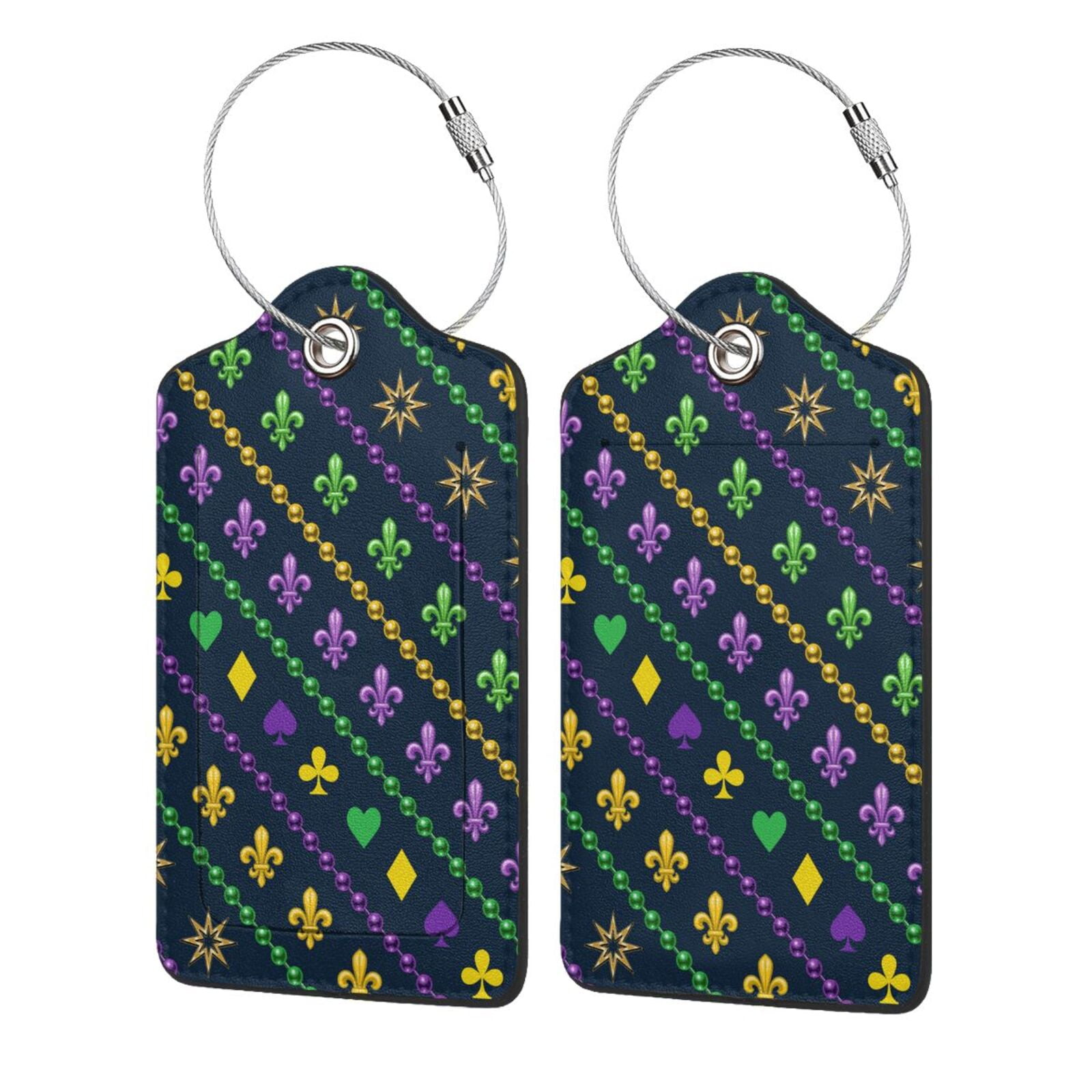Disketp 2 Pcs Luggage Tag For Suitcase,Mardi Gras Strings Of Beads ...