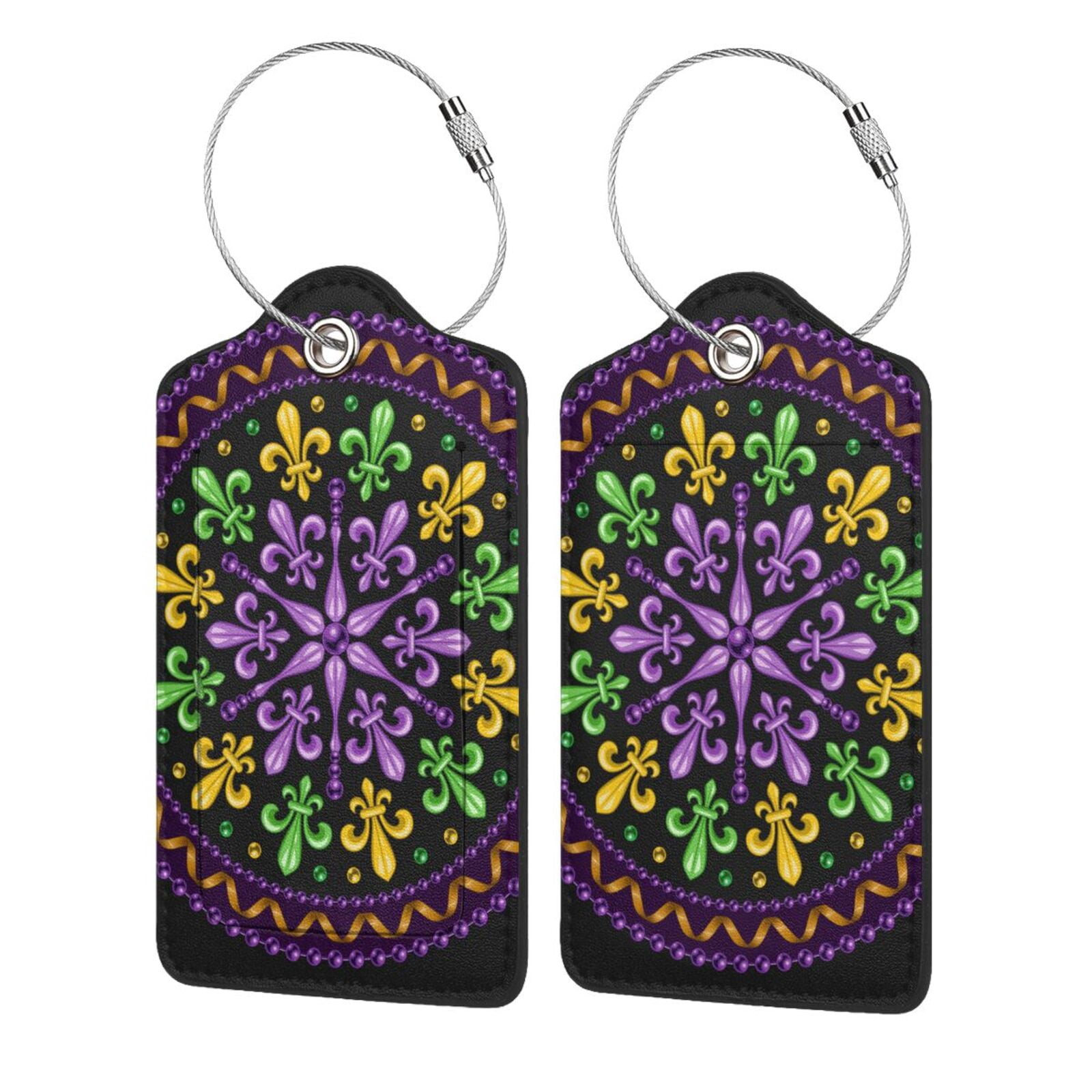 Disketp 2 Pcs Luggage Tag For Suitcase,Mardi Gras5 Leather Baggage Tag ...