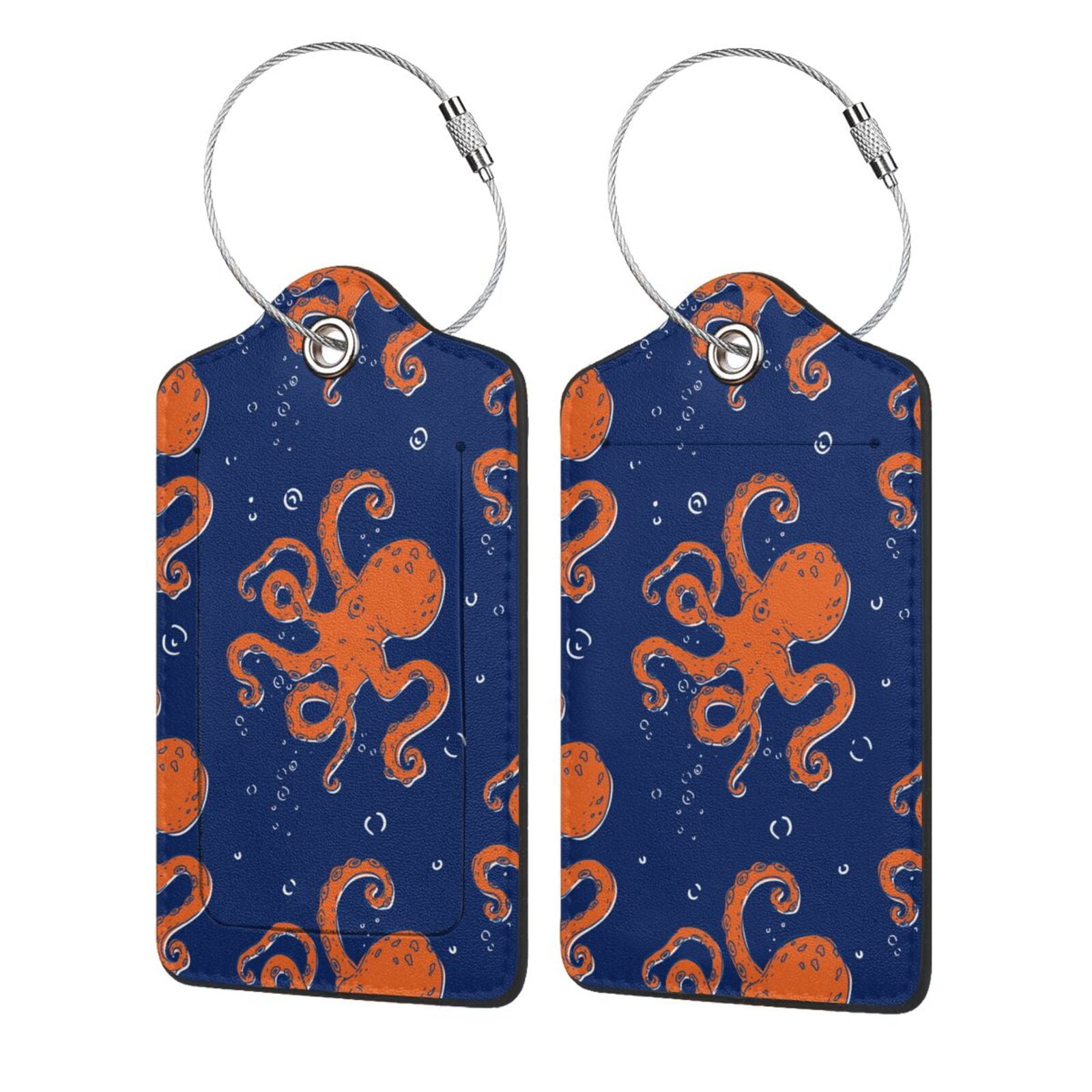 Disketp 2 Pcs Luggage Tag For Suitcase,Octopus Leather Baggage Tag With ...