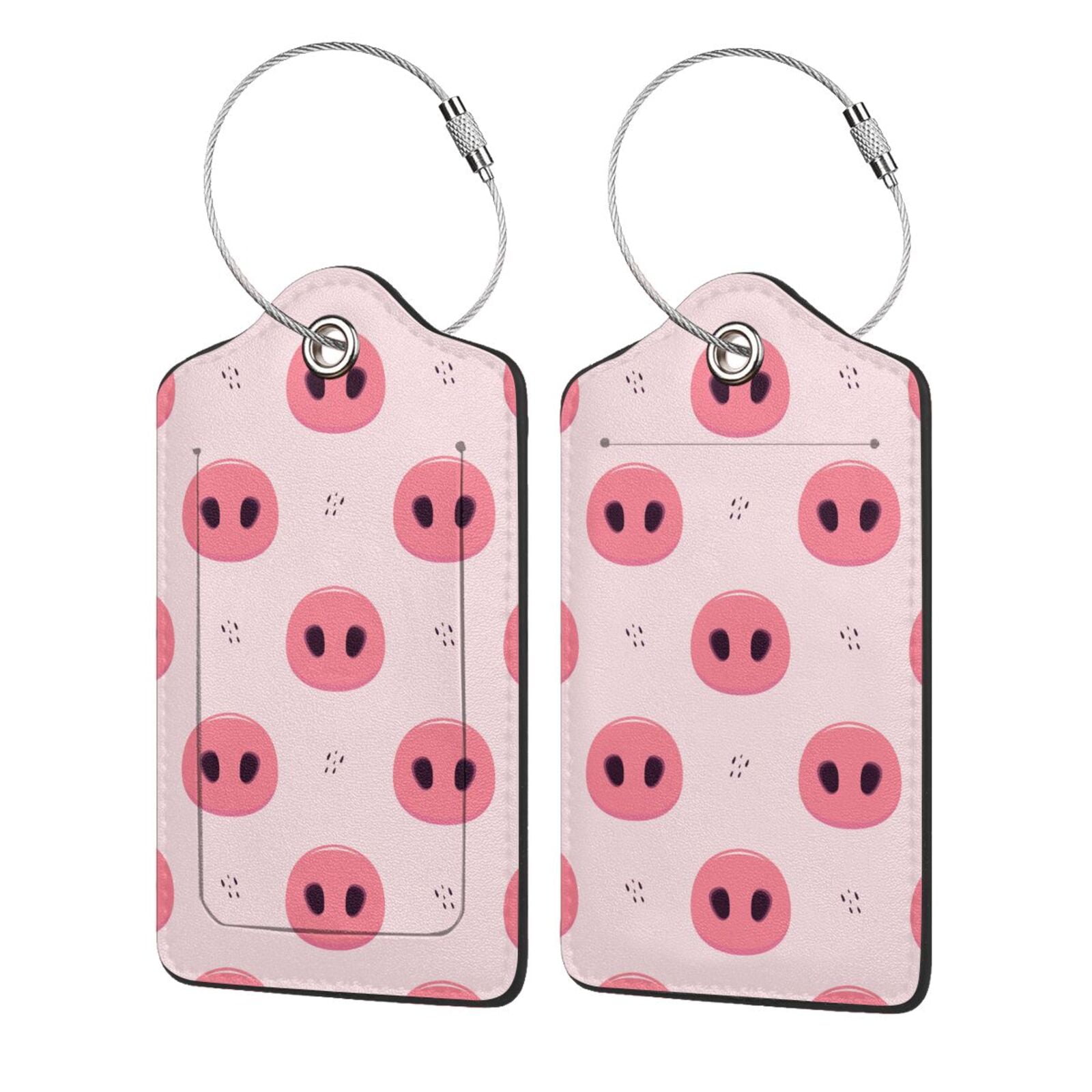Disketp 2 Pcs Luggage Tag For Suitcase,Pig Noses Leather Baggage Tag ...