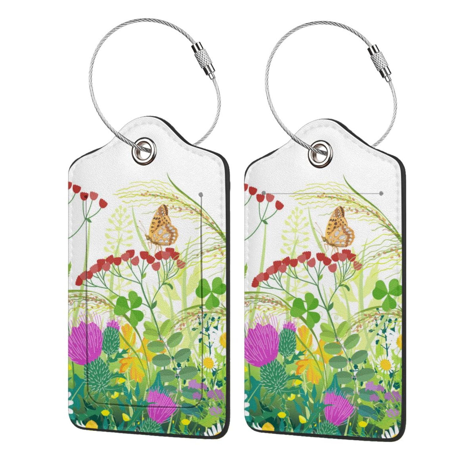 Disketp 2 Pcs Luggage Tag For Suitcase,Plants And Insects Leather ...