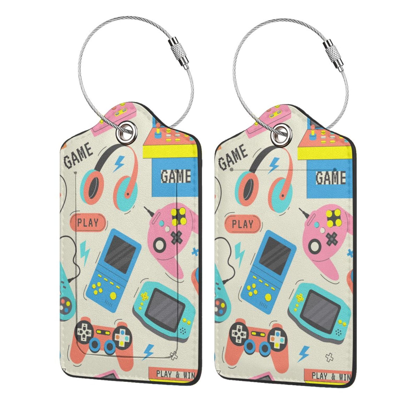 Disketp 2 Pcs Luggage Tag For Suitcase,Playing Video Games Leather ...