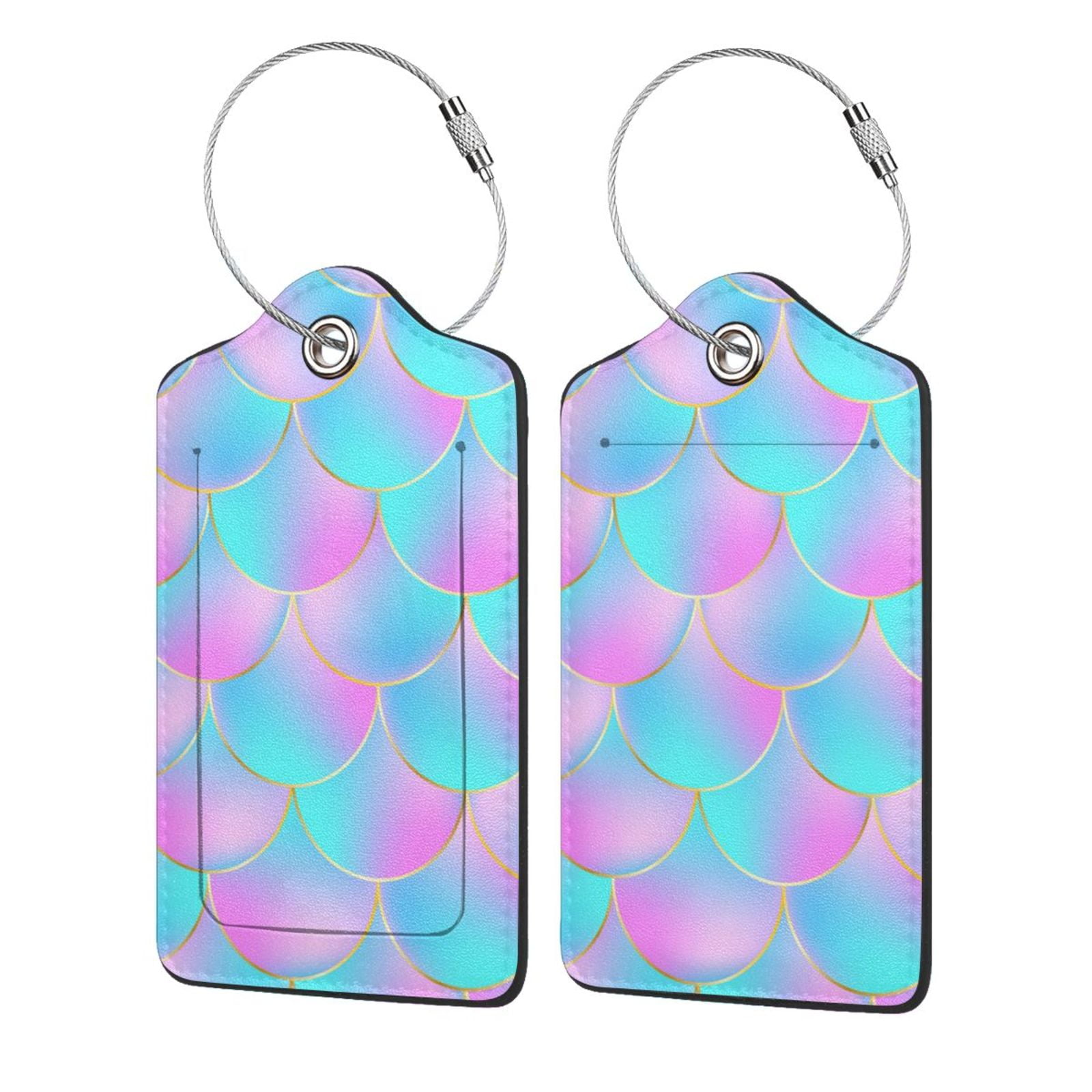 Disketp 2 Pcs Luggage Tag For Suitcase,Purple Dragon Scales Leather ...