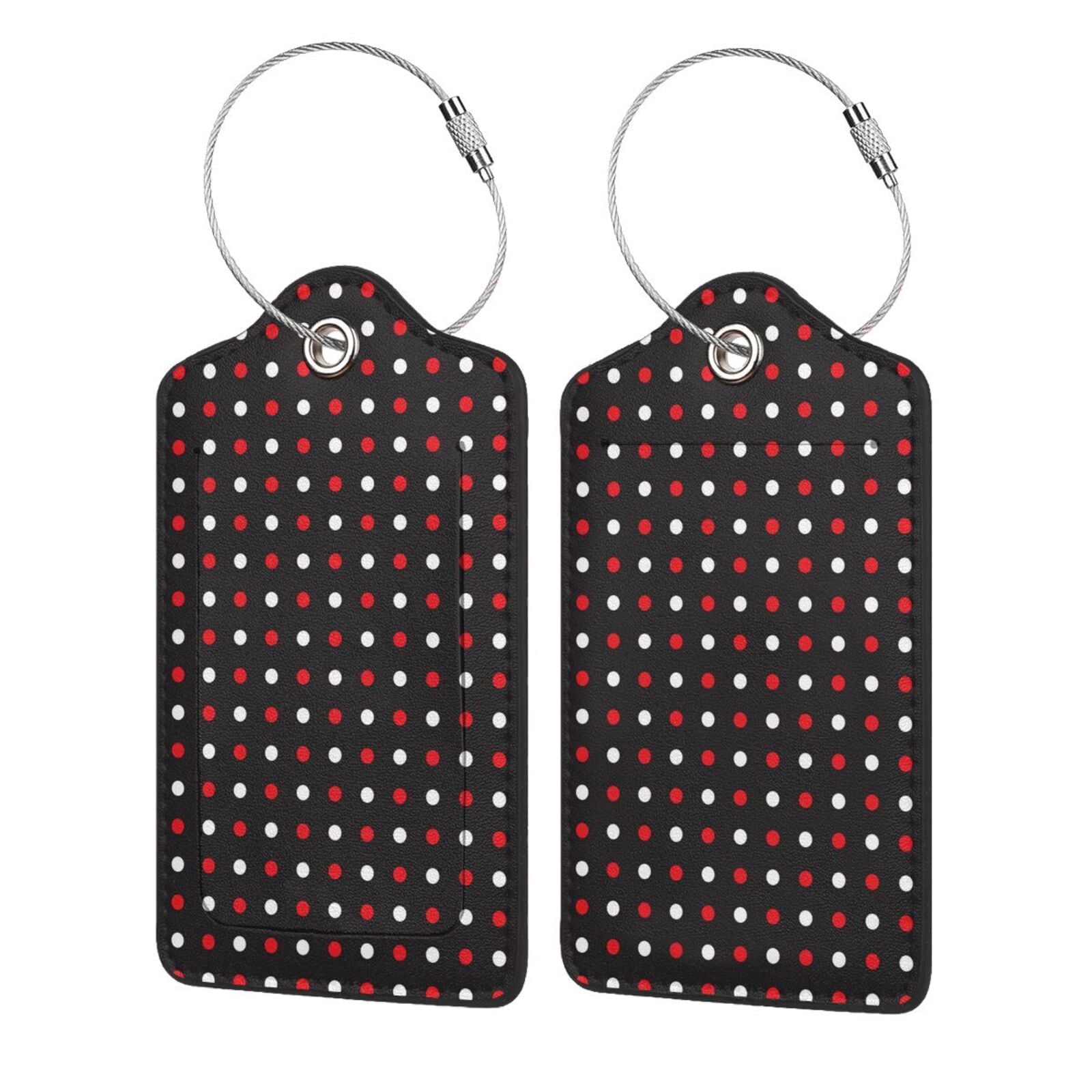 Disketp 2 Pcs Luggage Tag For Suitcase,Red And White Polka Dots Leather ...