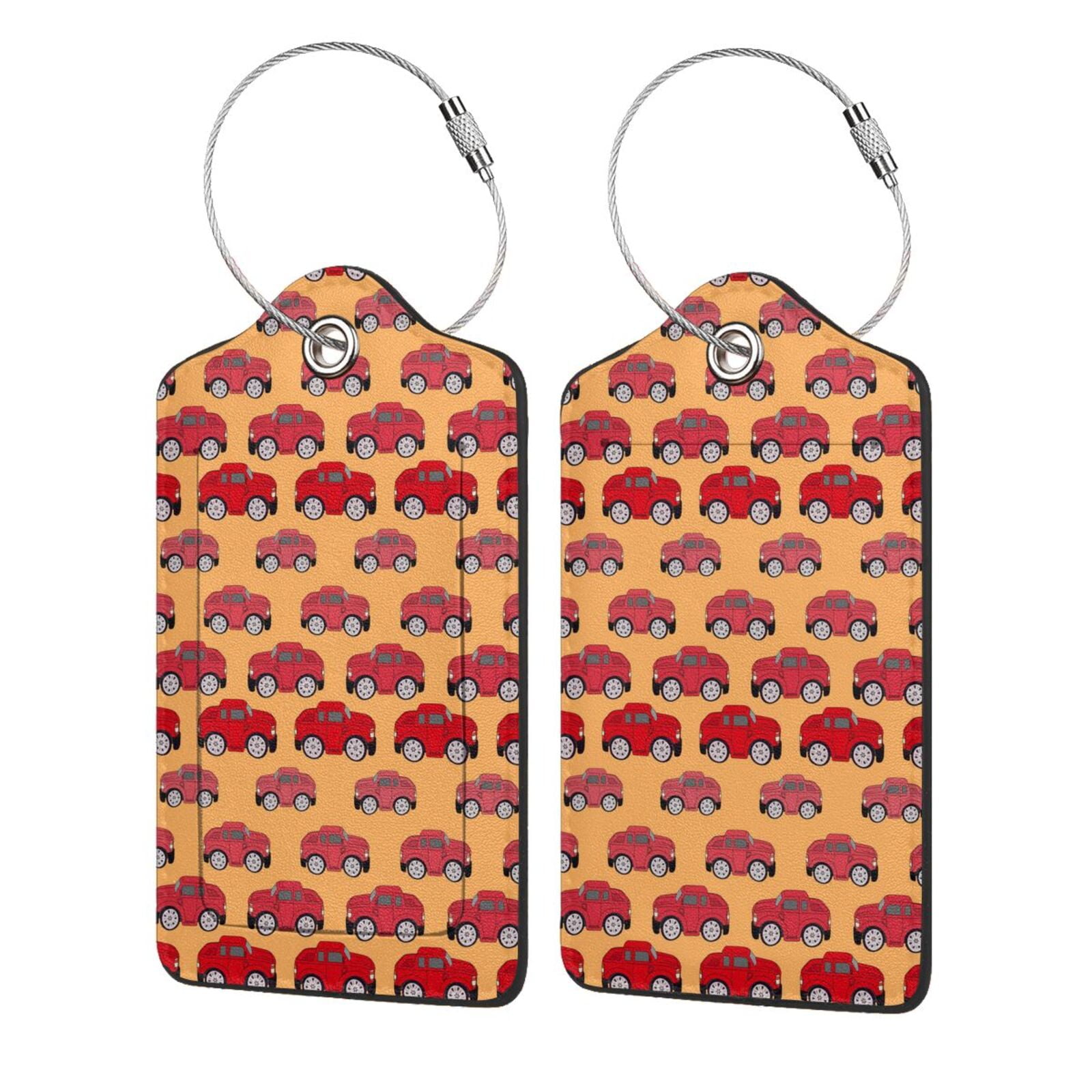 Disketp 2 Pcs Luggage Tag For Suitcase,Red Cars Leather Baggage Tag ...