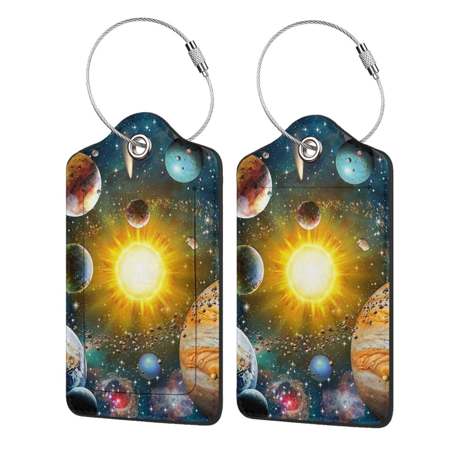 Disketp 2 Pcs Luggage Tag For Suitcase,Space Planet Leather Baggage Tag ...
