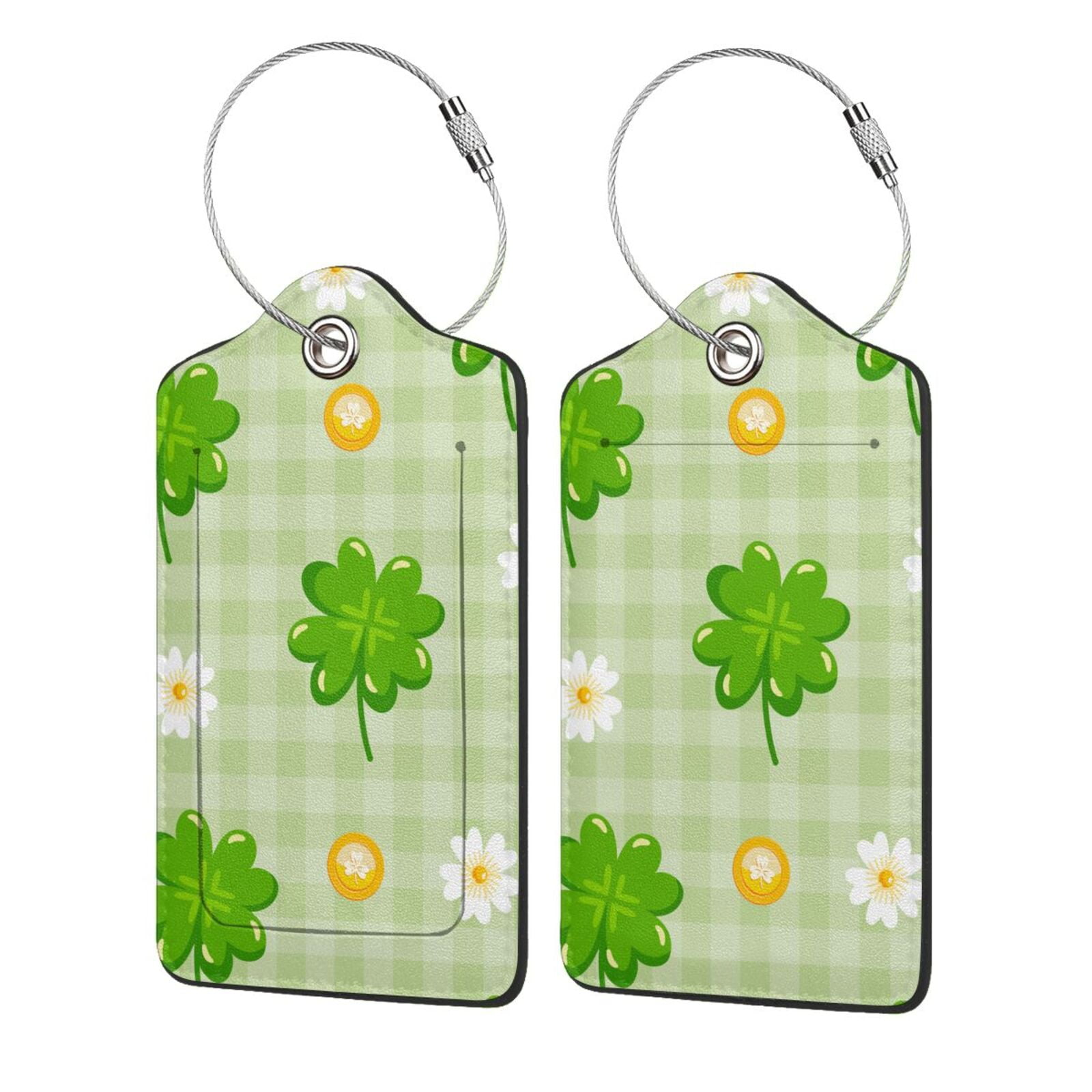 Disketp 2 Pcs Luggage Tag For Suitcase,St Patrick'S Day11 Leather Baggage Tag With Stainless ...
