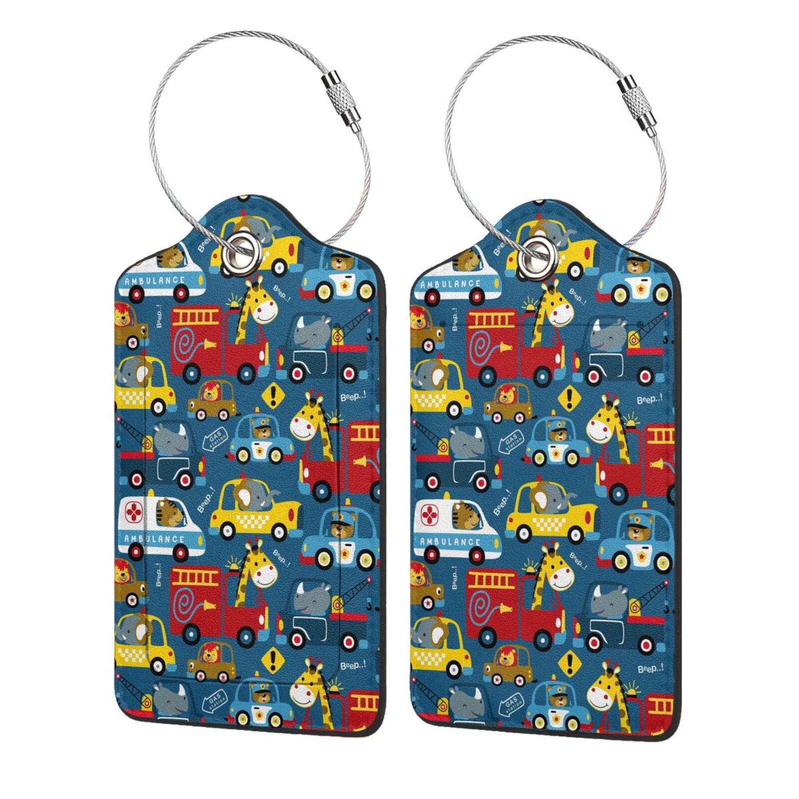 Disketp 2 Pcs Luggage Tag For Suitcase,Vehicles Cartoon With Funny ...