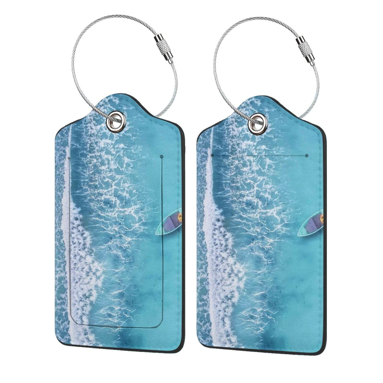Disketp 2 Pcs Luggage Tag For Suitcase,Waves And Boats On The Beach ...