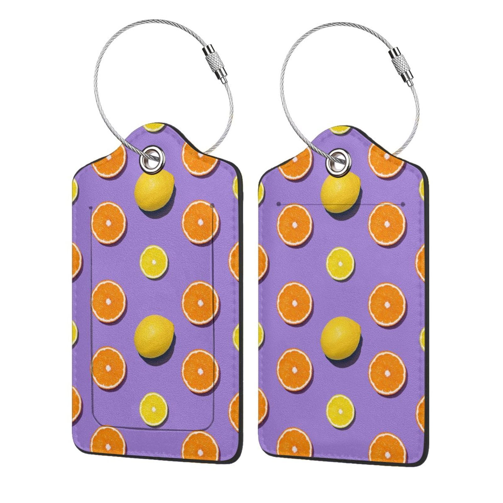 Disketp 2 Pcs Luggage Tag For Suitcase,Yellow Lemon And Orange Leather ...