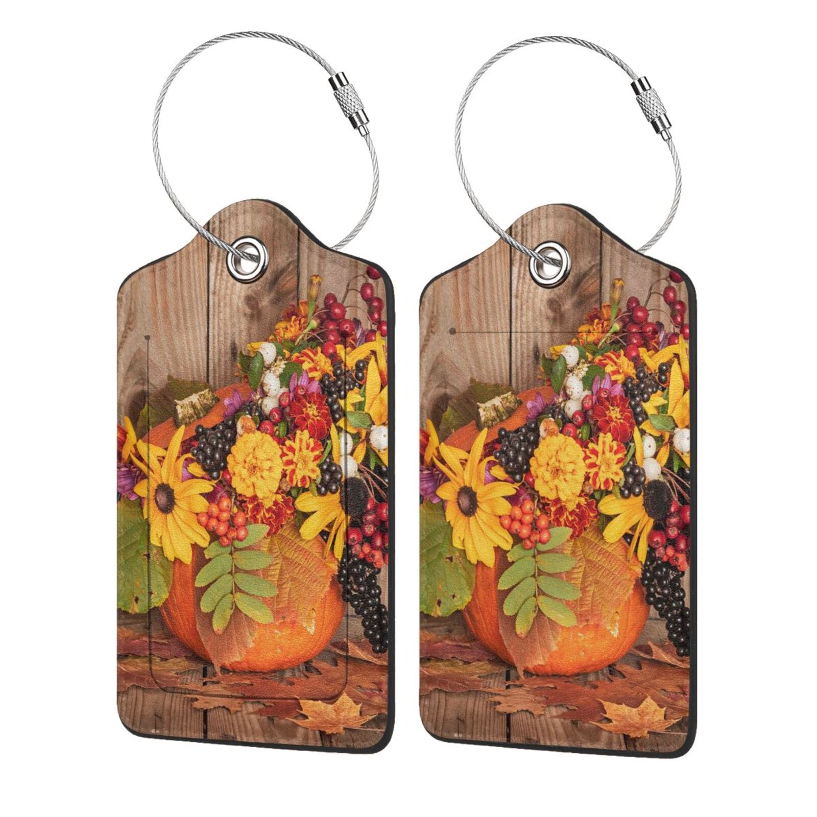 Disketp 2 Pcs Luggage Tag For Suitcase,Autumn Bouquet Pumpkin For ...
