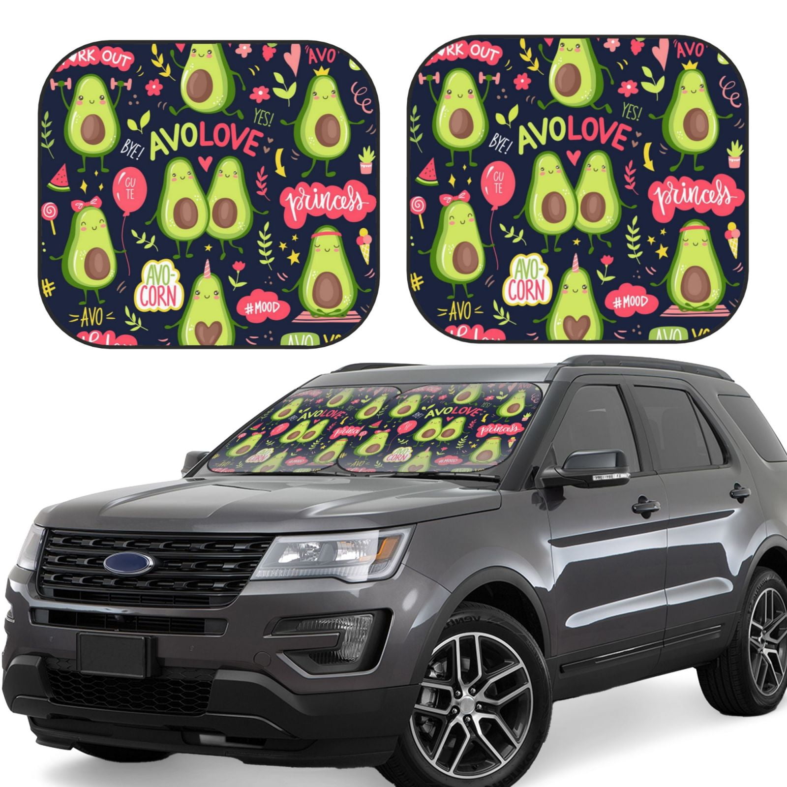 Disketp 2 Piece Avocado Love Pattern Windshield Sunshades,Folding ...