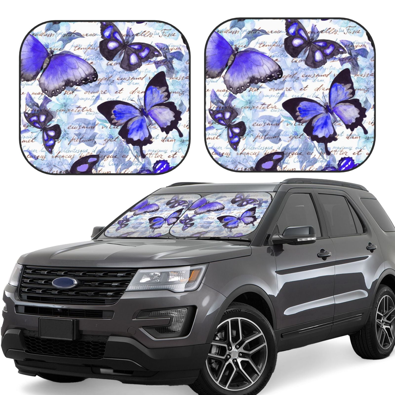 Disketp 2 Piece Butterflies Pattern Windshield Sunshades,Folding ...