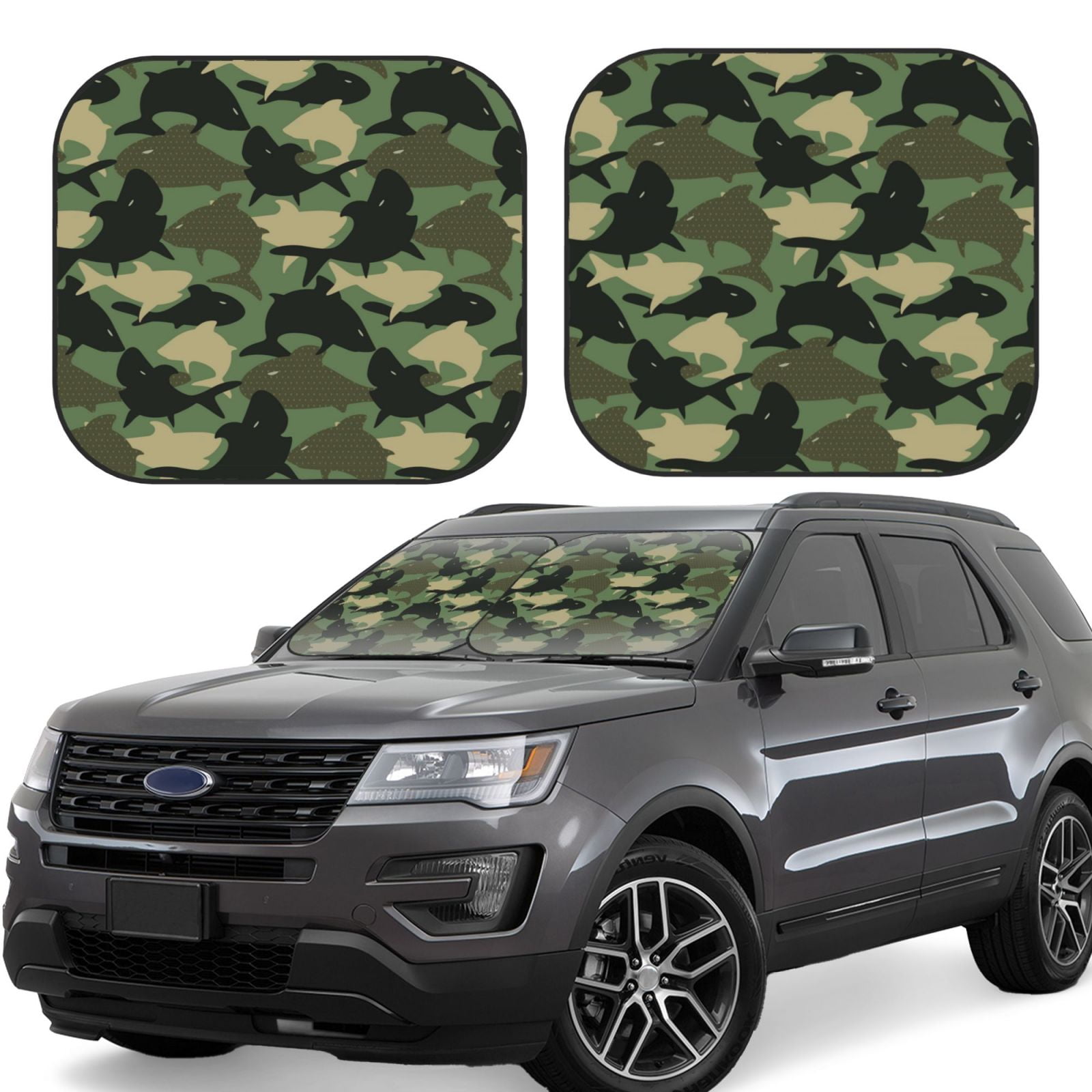 Disketp 2 Piece Camouflage Shark Pattern Windshield Sunshades,Folding ...