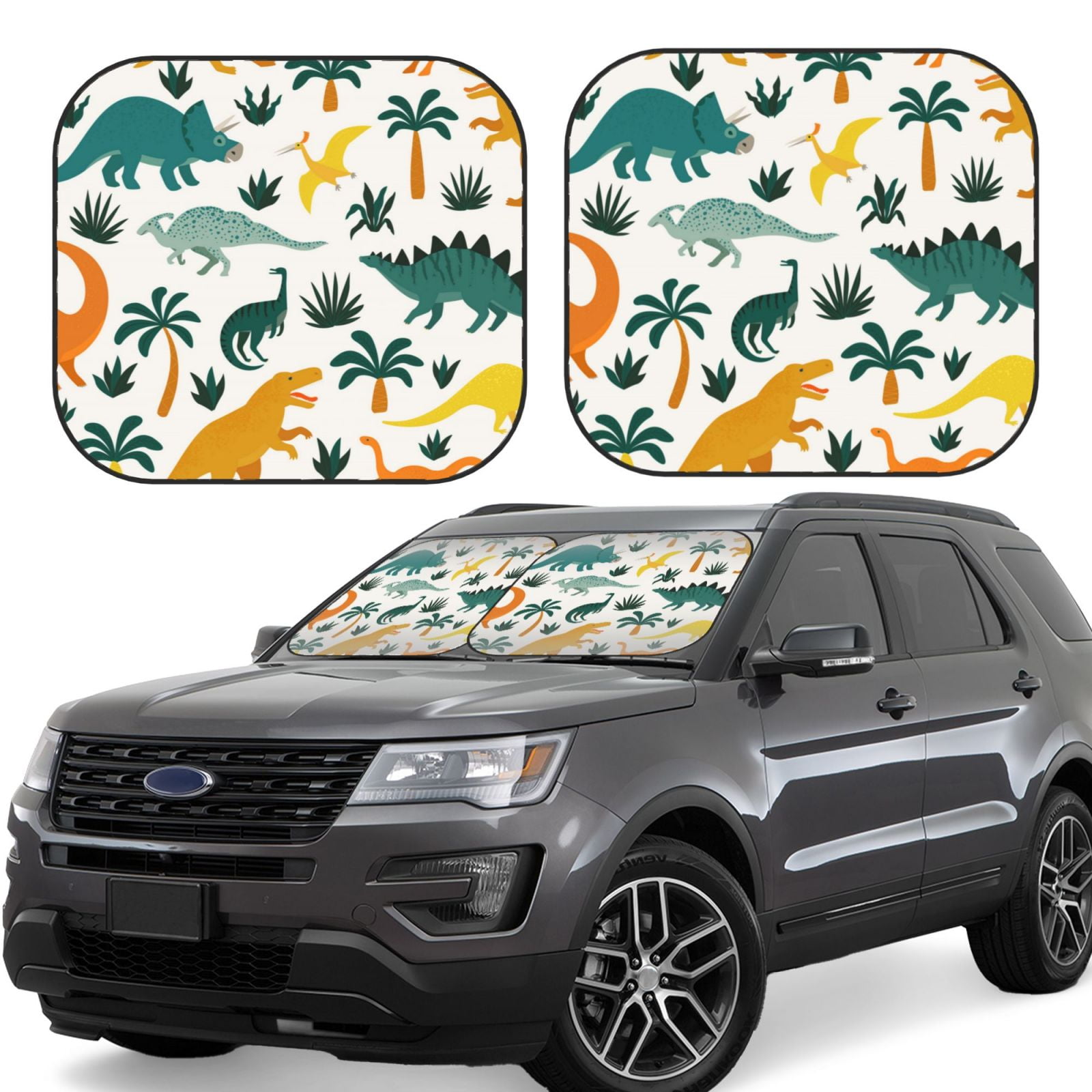 Disketp 2 Piece Dinosaurs And Tropical Leaves Pattern Windshield ...