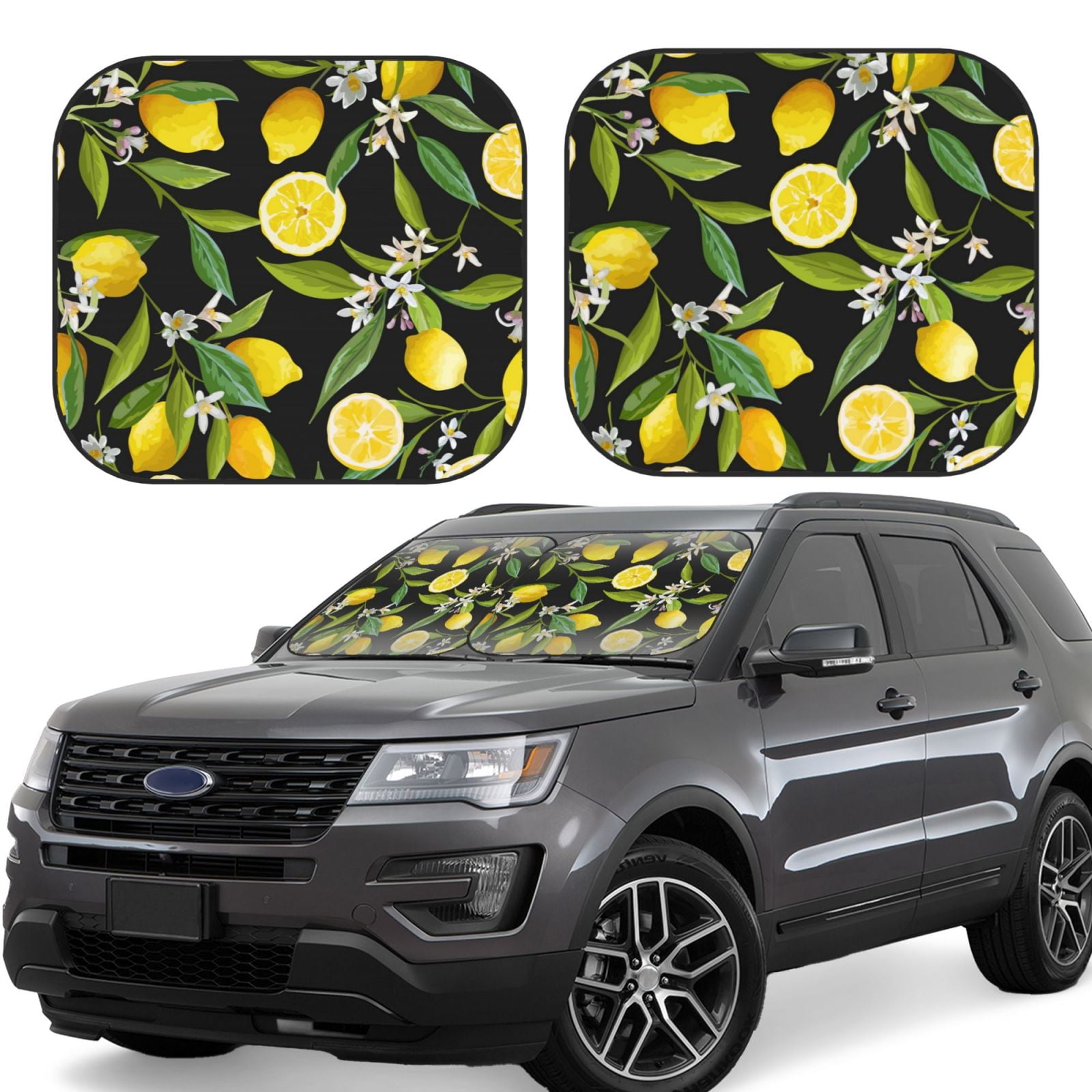 Disketp 2 Piece Lemon Fruits Flowers Leaves Pattern Windshield ...