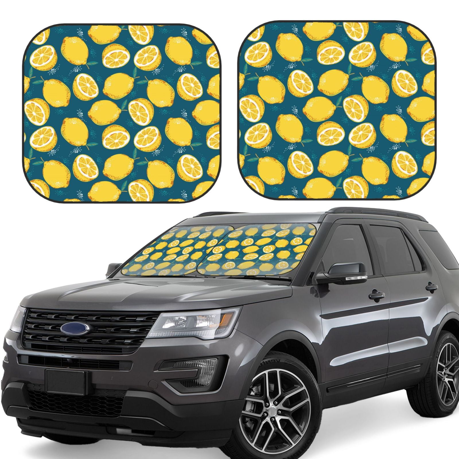 Disketp 2 Piece Lemon Pattern Windshield Sunshades,Folding Windshield ...