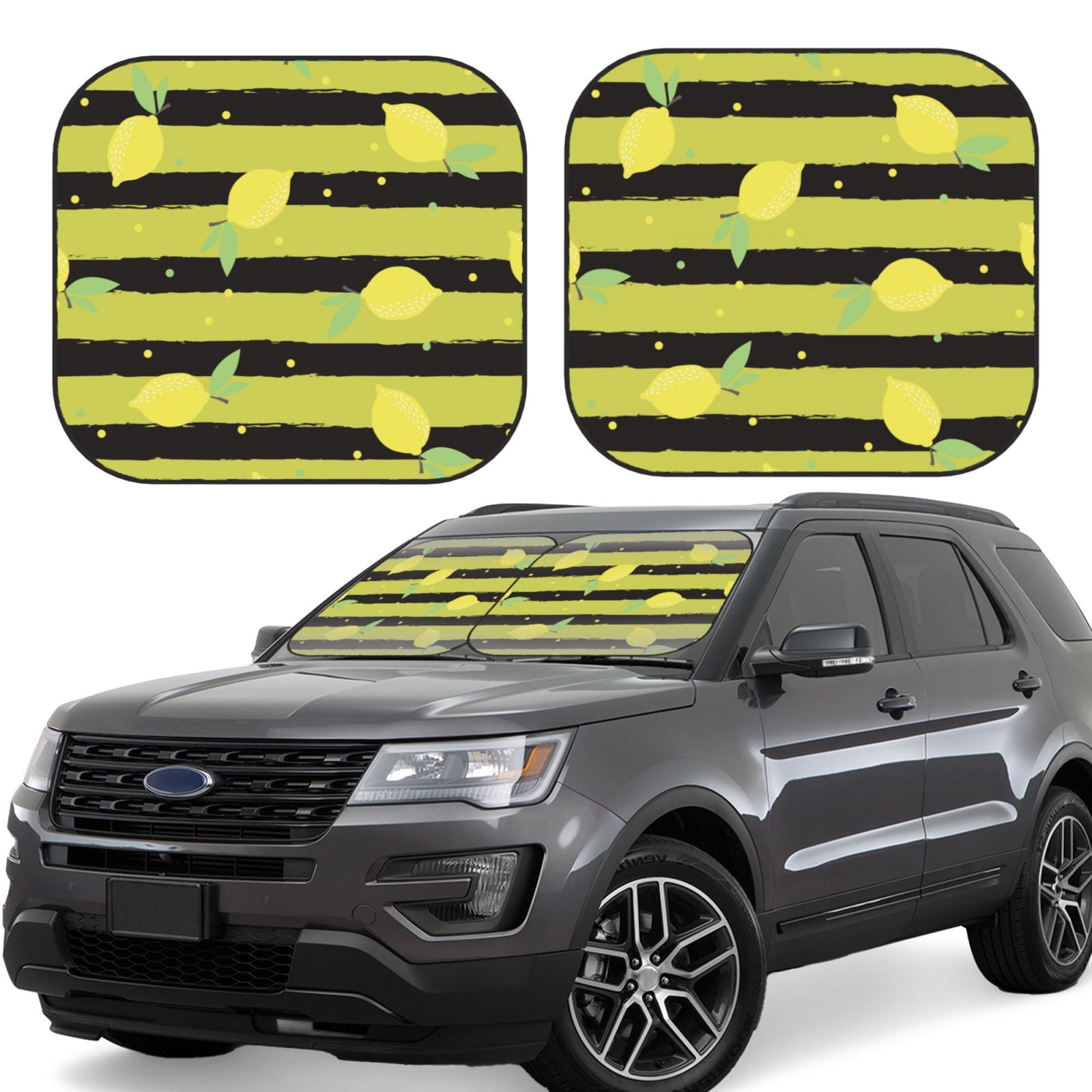 Disketp 2 Piece Lemon Pattern Windshield Sunshades,Folding Windshield ...