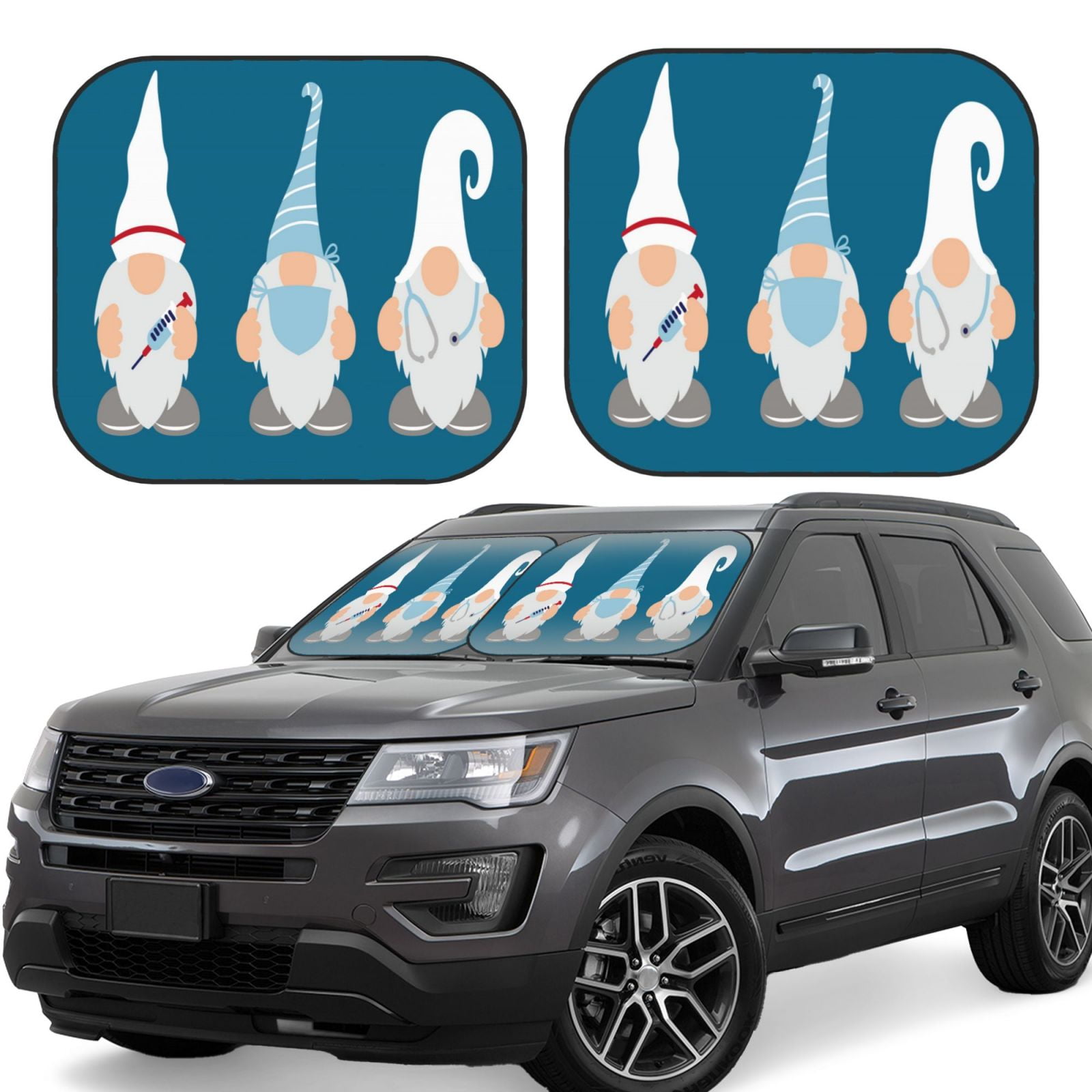 Disketp 2 Piece Nurse Doctor Gnomes Pattern Windshield Sunshades ...