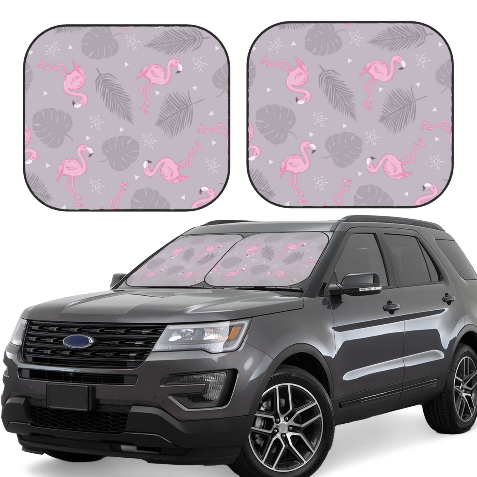 Disketp 2 Piece Pink Flamingo (2) Pattern Windshield Sunshades,Folding ...