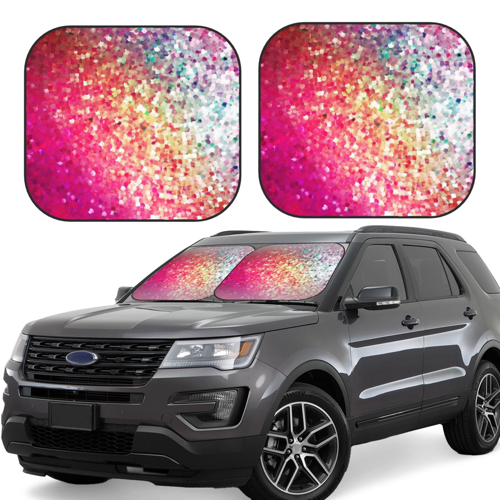 Disketp 2 Piece Purple Sparkling Pattern Windshield Sunshades,Folding ...