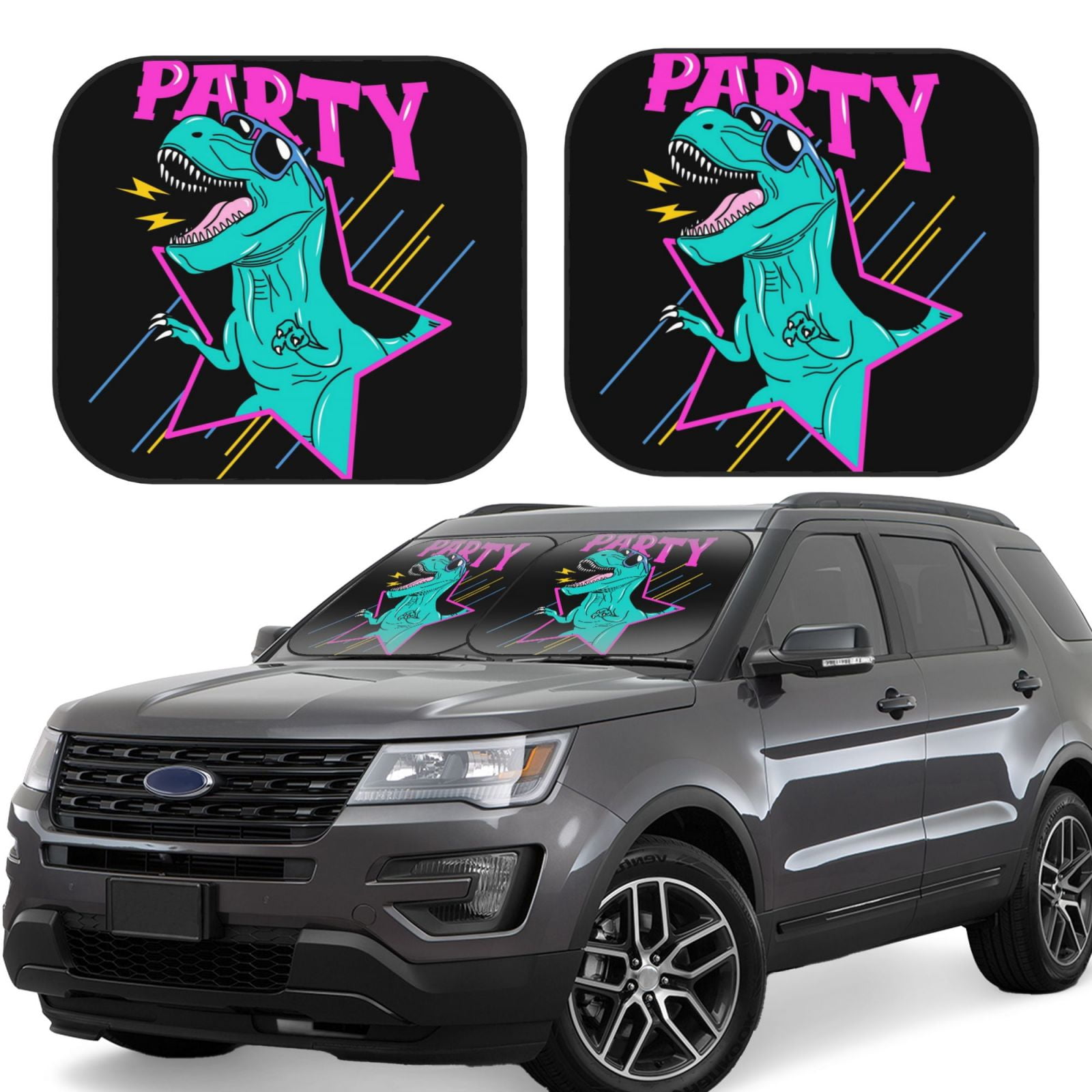 Disketp 2 Piece Rex Dinosaur With Sunglasses Pattern Windshield ...