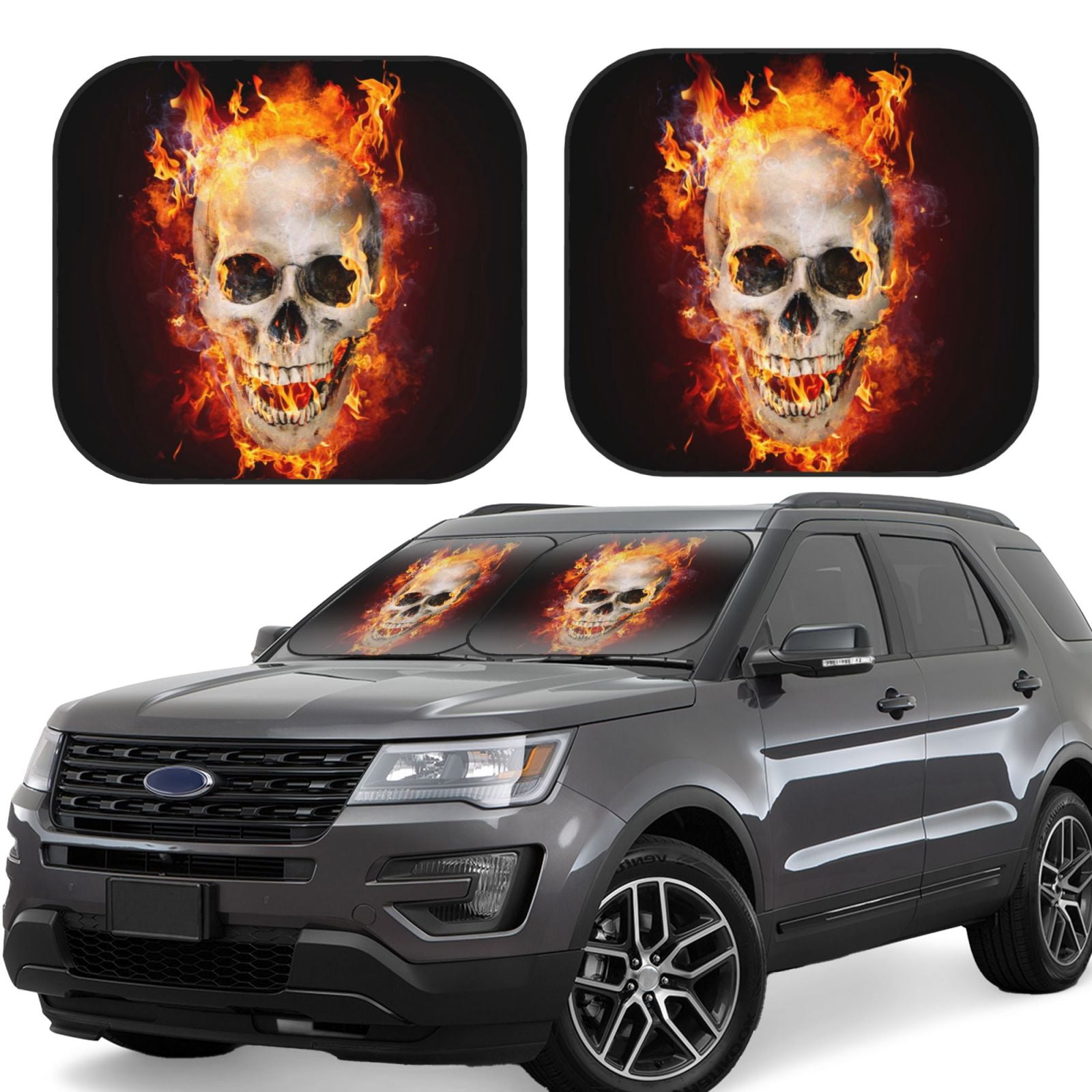 Disketp 2 Piece Satanic Skull In Flames In The Darkness Pattern ...