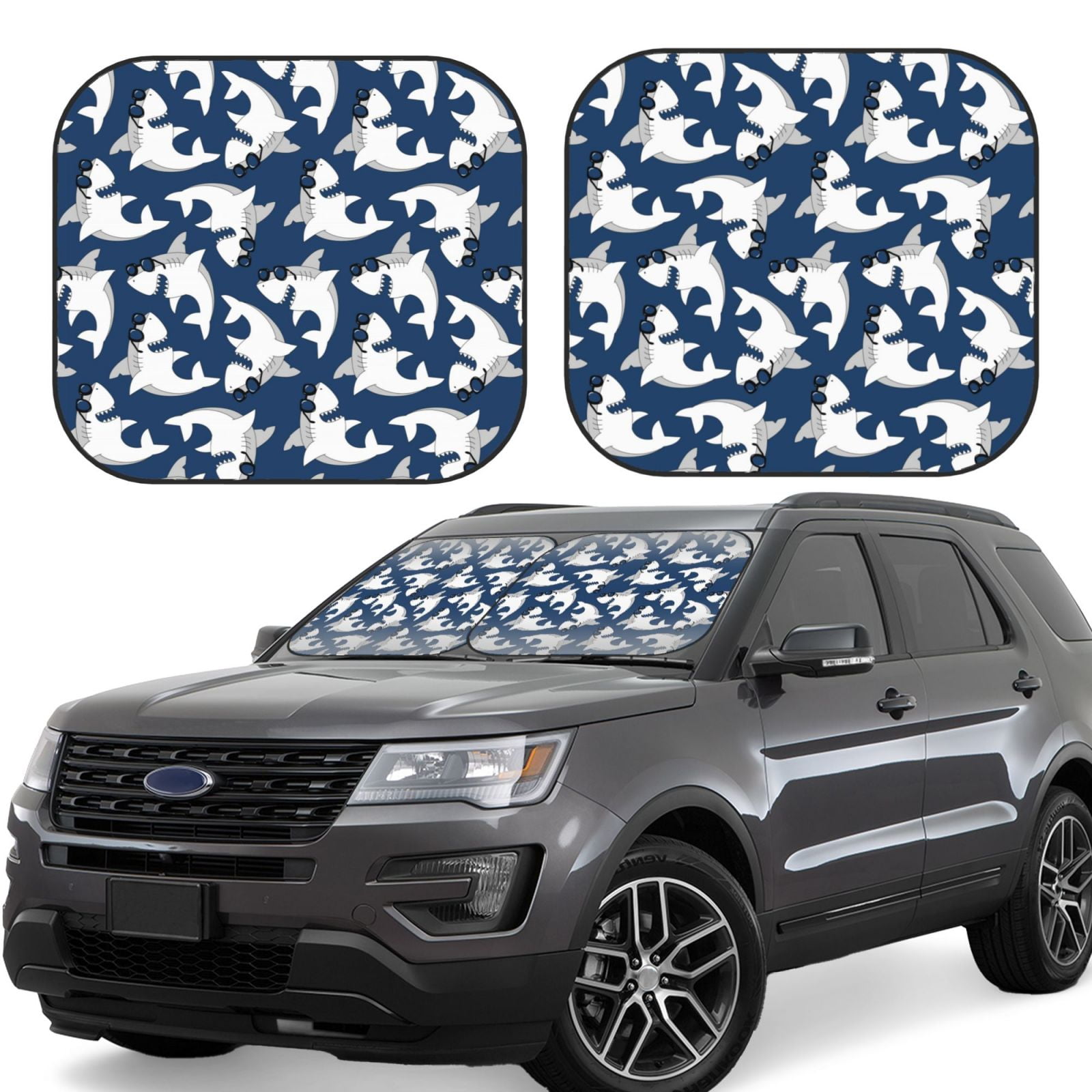 Disketp 2 Piece Shark Pattern Windshield Sunshades,Folding Windshield ...