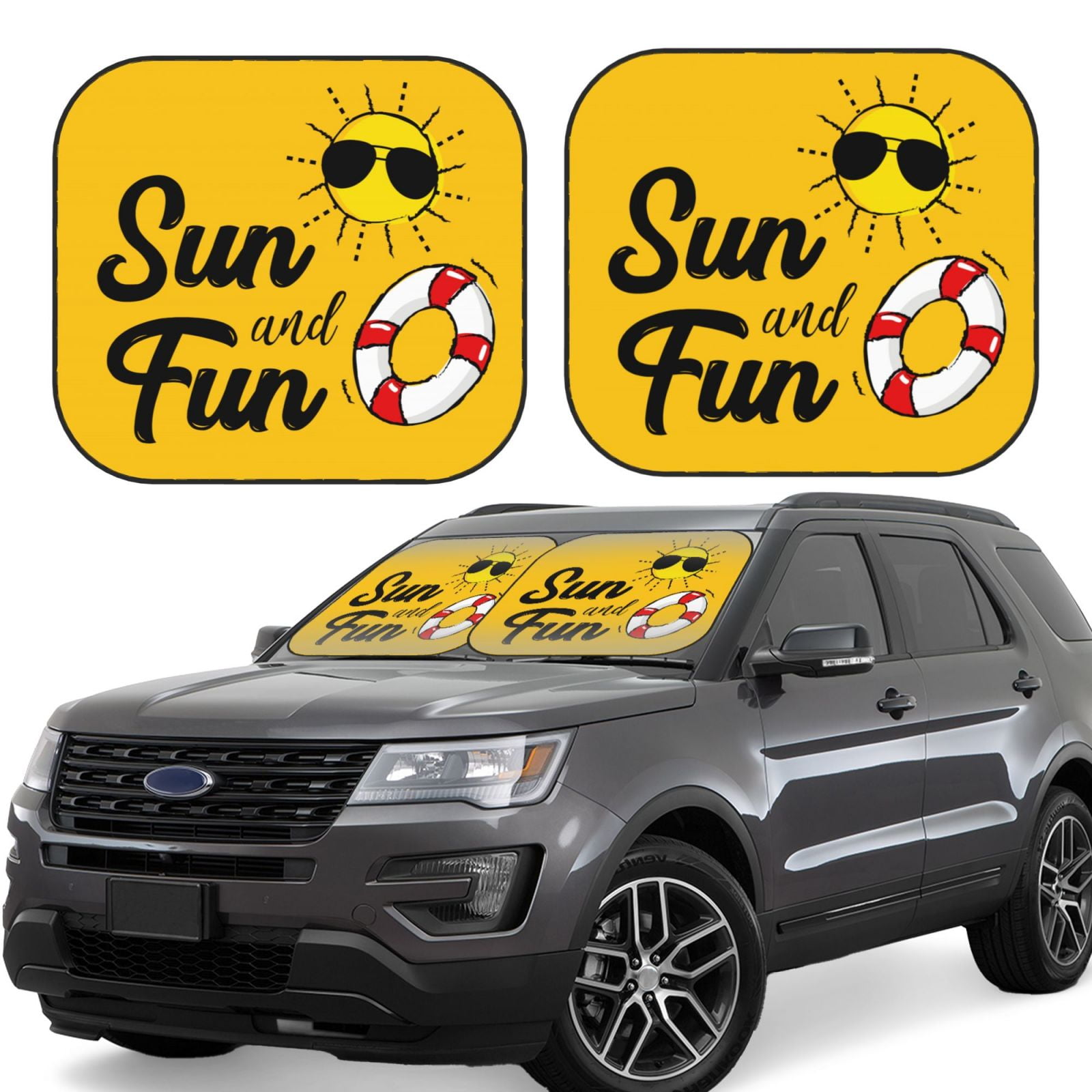 Disketp 2 Piece Sun And Fun Pattern Windshield Sunshades,Folding ...
