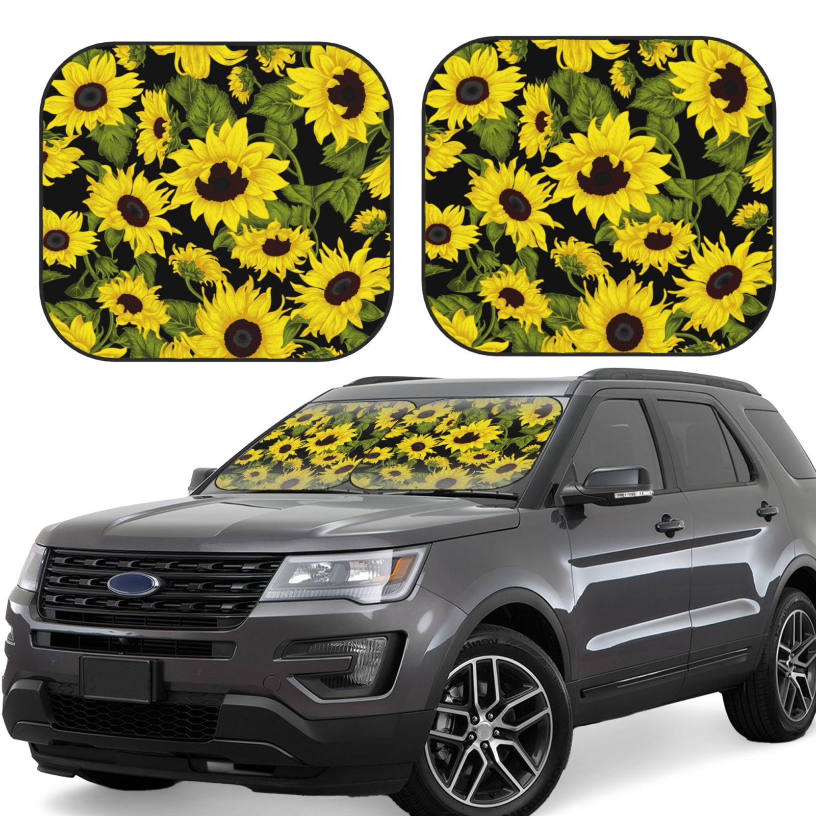 Disketp 2 Piece Sunflowers In Vintage Pattern Windshield Sunshades ...