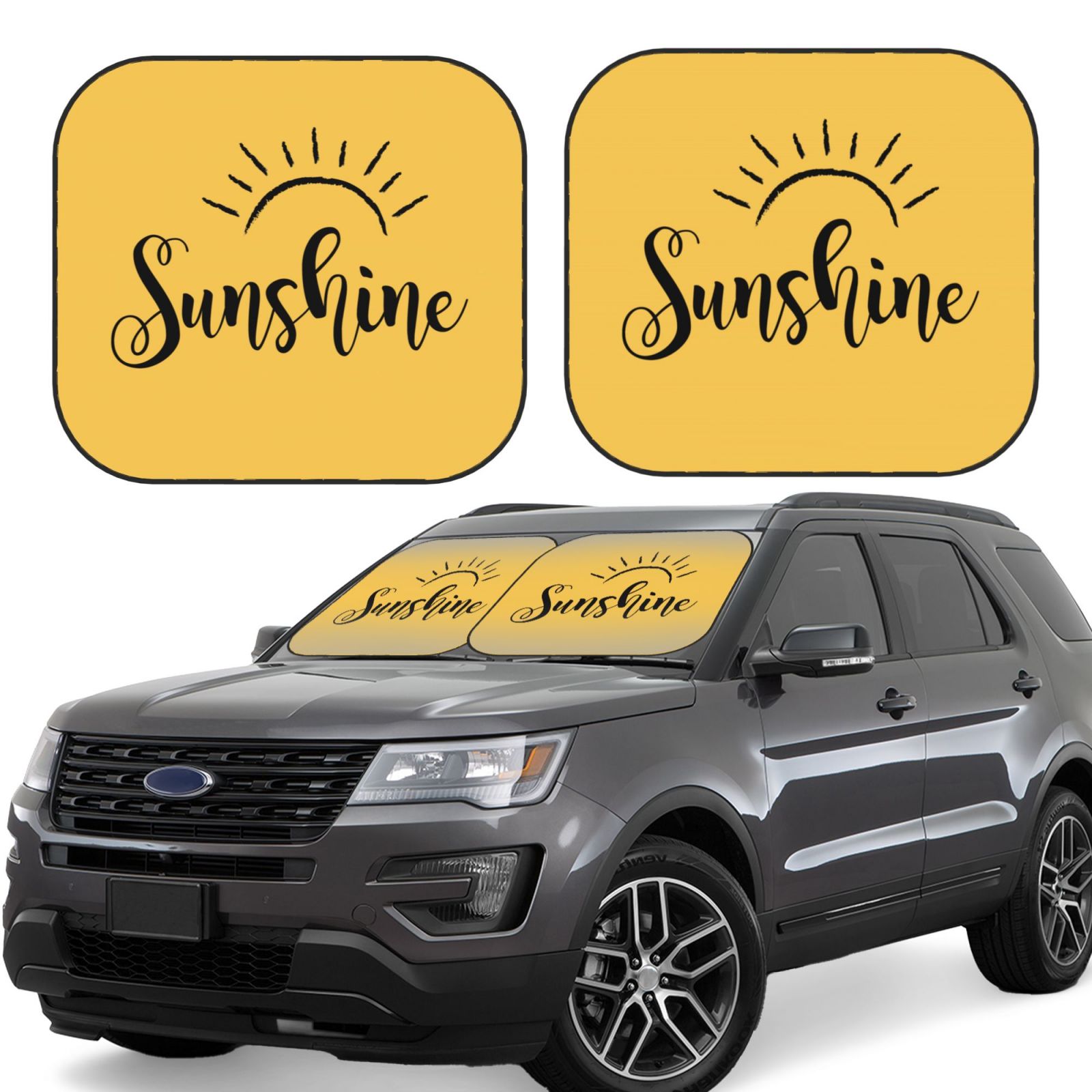 Disketp 2 Piece Sunshine Pattern Windshield Sunshades,Folding ...