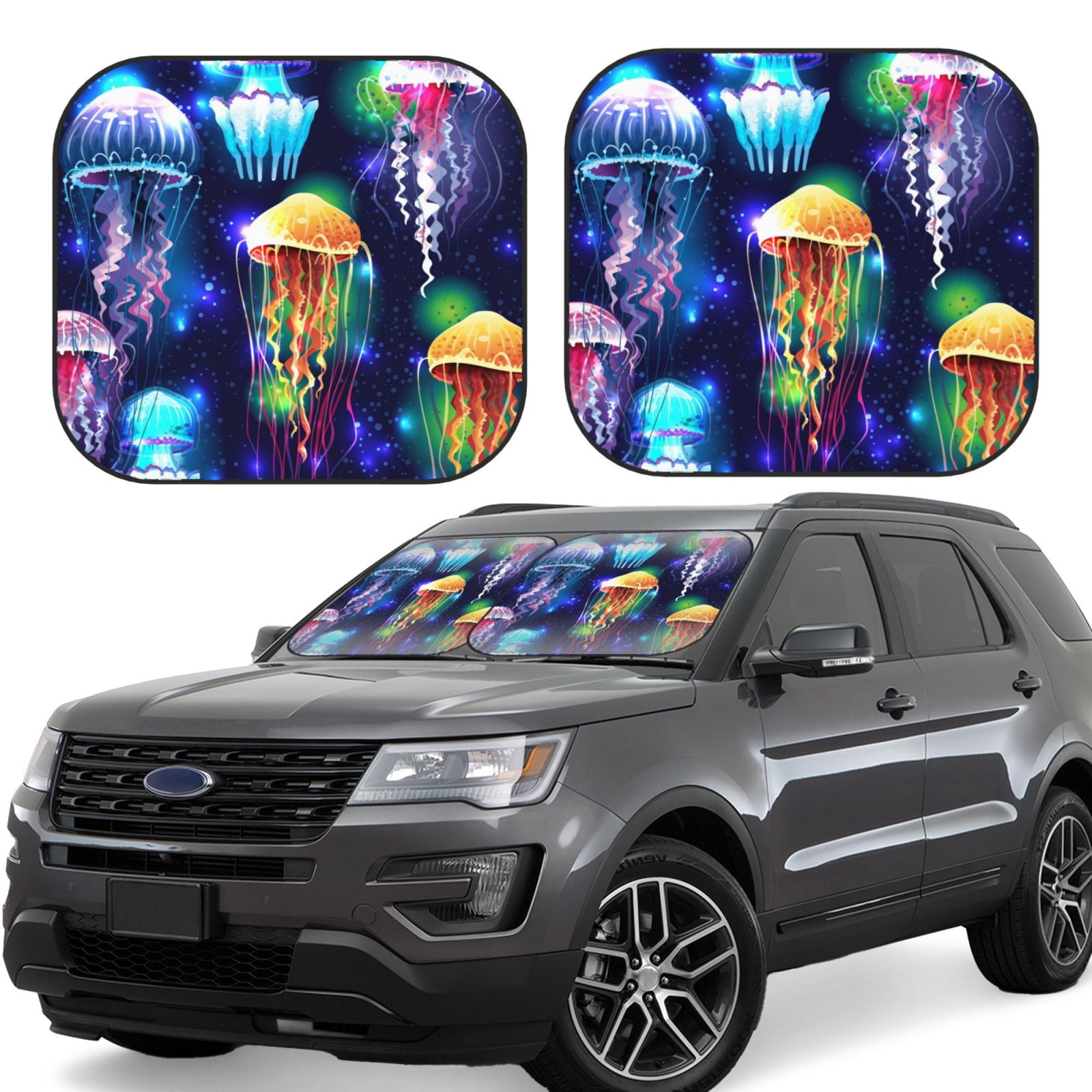 Disketp 2 Piece Transparent Jellyfishes Pattern Windshield Sunshades ...