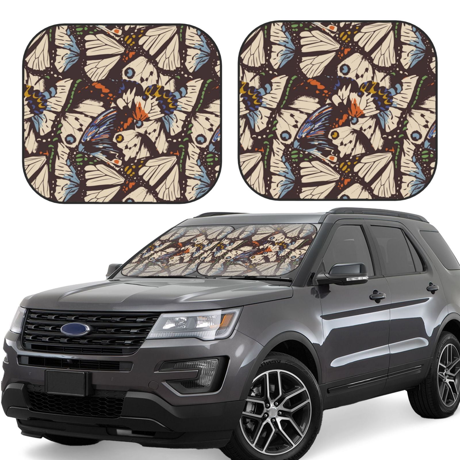 Disketp 2 Piece Vector Butterflies Pattern Windshield Sunshades,Folding ...