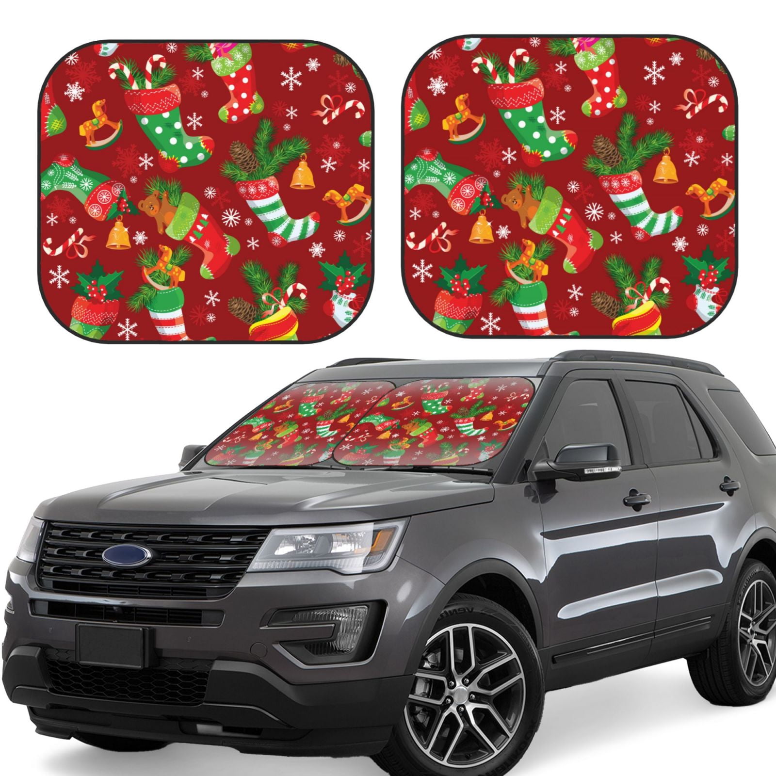 Disketp 2 Piece X-Mas And New Year Pattern Windshield Sunshades,Folding ...