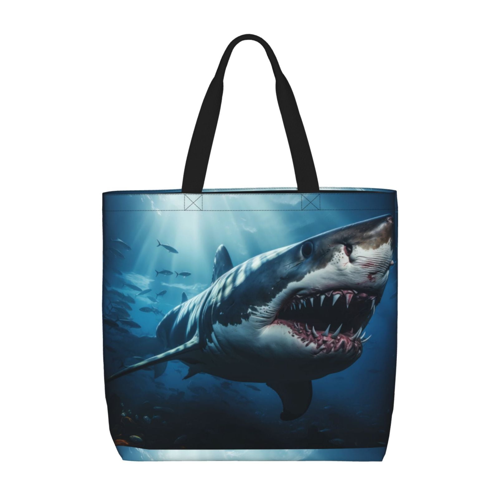 Disketp 3D Realistic Shark Canvas Tote Bag,Women Shoulder Bag Crossbody ...