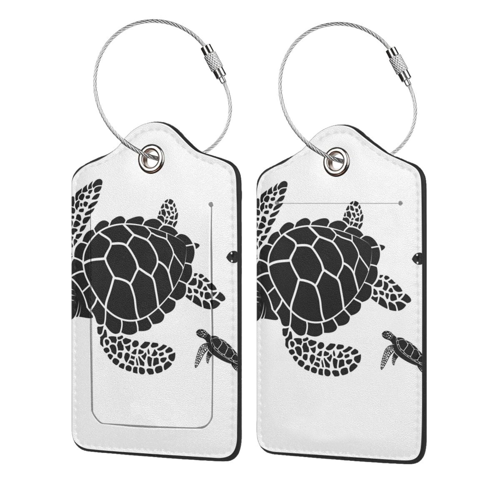 Disketp 4 PCS Luggage Tag for Suitcase,Family Of Sea Turtles Leather ...