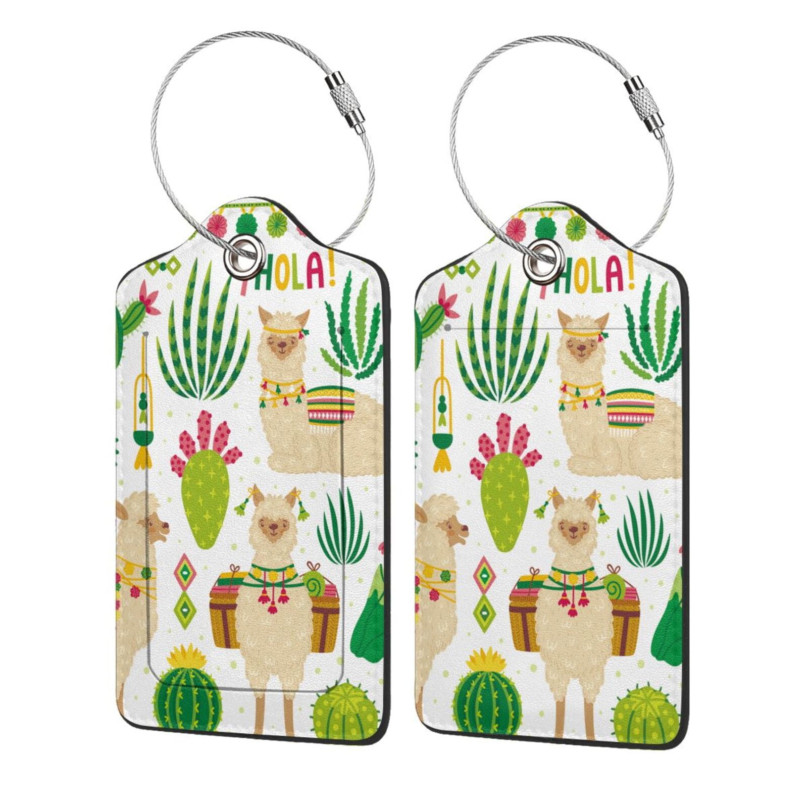 Disketp 4 Pcs Luggage Tag For Suitcase,Alpaca And Cactus Leather ...