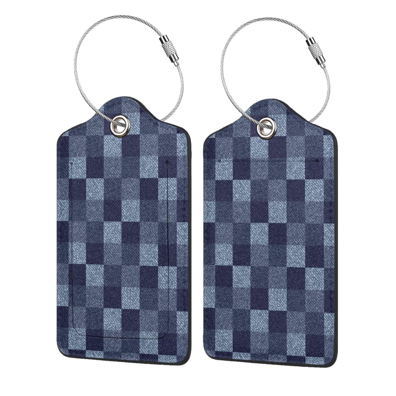 Disketp 4 Pcs Luggage Tag For Suitcase,Blue Gingham Buffalo Check ...
