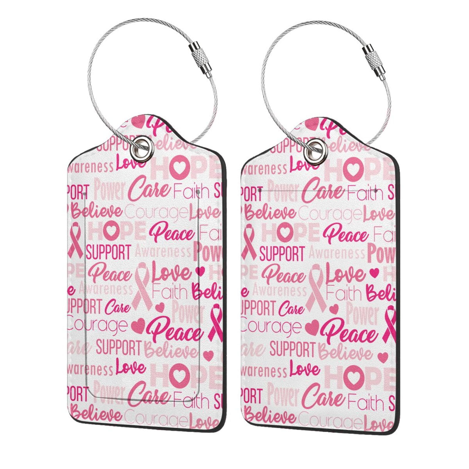 Disketp 4 Pcs Luggage Tag For Suitcase,Breast Cancer Pink Ribbons ...