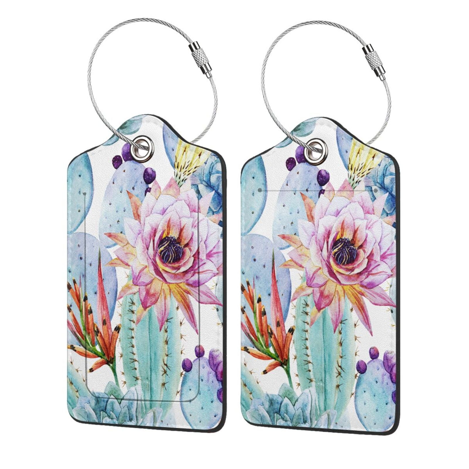 Disketp 4 Pcs Luggage Tag For Suitcase,Cactus Leather Baggage Tag With ...