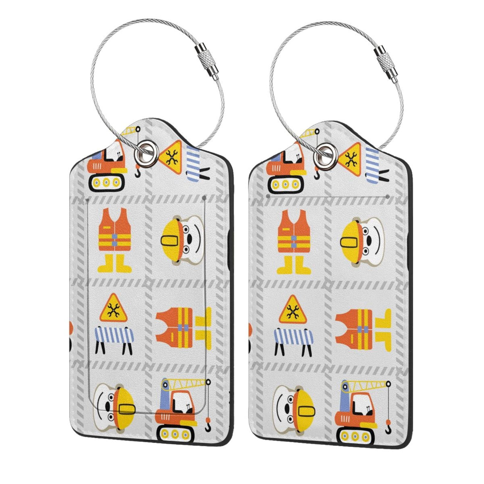 Disketp 4 Pcs Luggage Tag For Suitcase,Construction Signs Leather ...