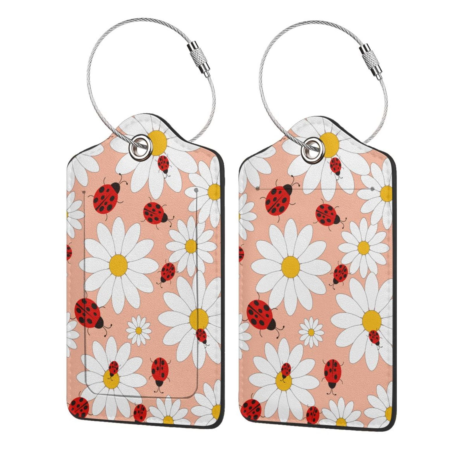 Disketp 4 Pcs Luggage Tag For Suitcase,Daisy And Ladybug Leather ...
