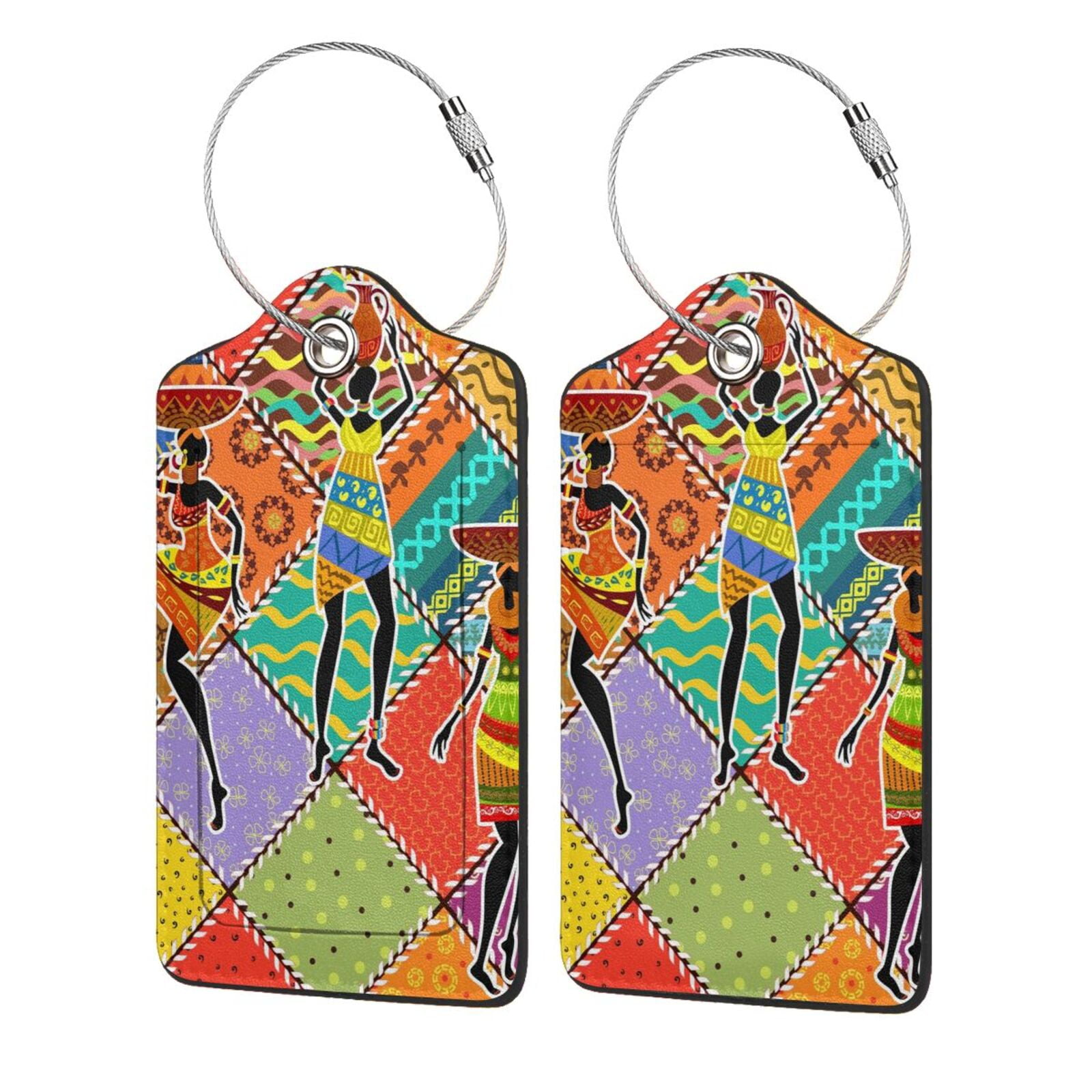 Disketp 4 Pcs Luggage Tag For Suitcase,Dancing African Womans Leather ...