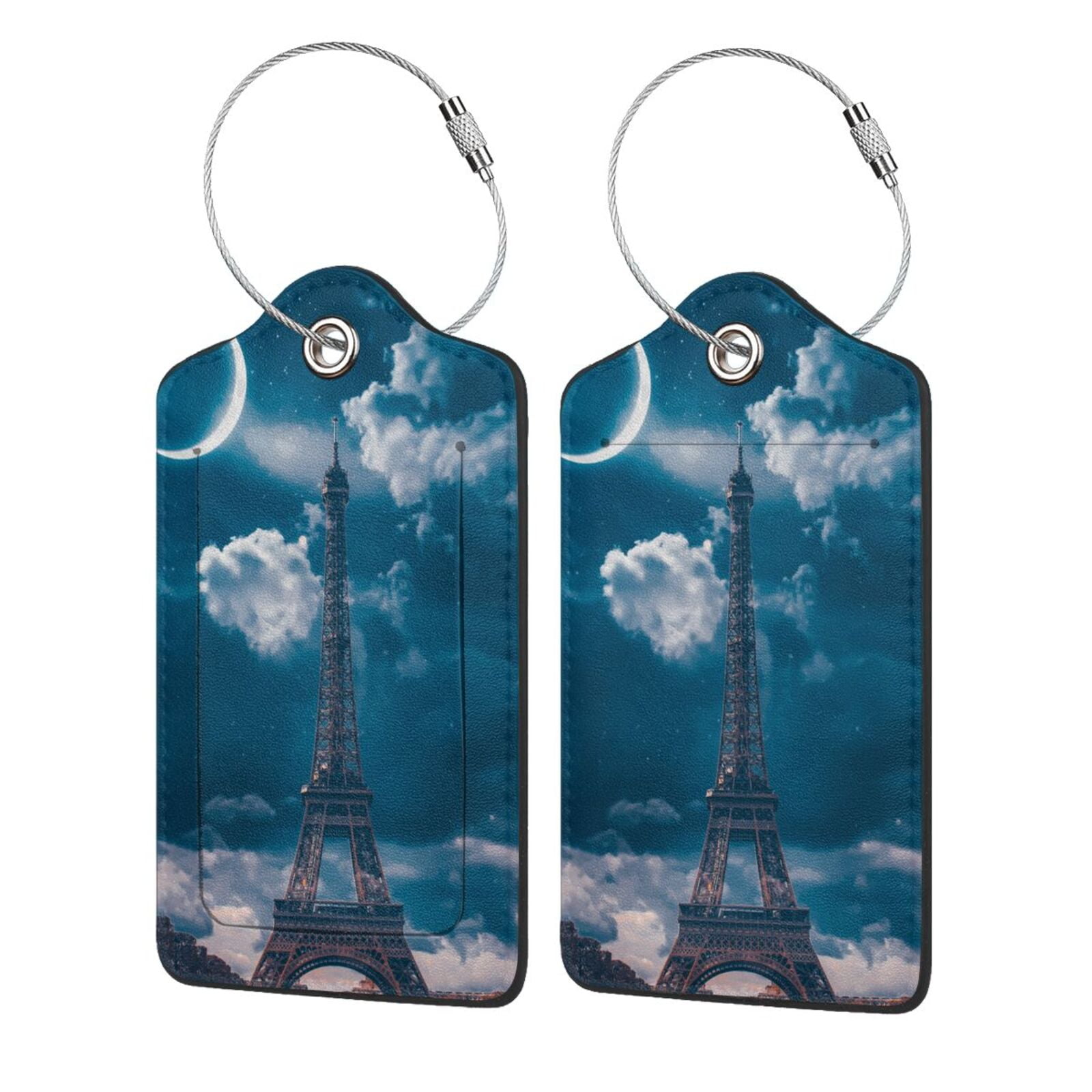 Disketp 4 Pcs Luggage Tag For Suitcase,Eiffel Tower At Night Leather ...