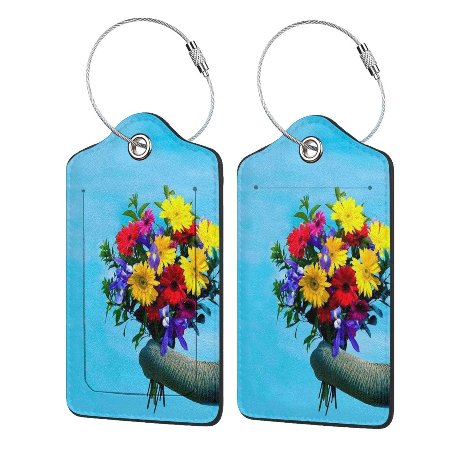 Disketp 4 Pcs Luggage Tag For Suitcase,Elephant Trunk Couple Flowers ...