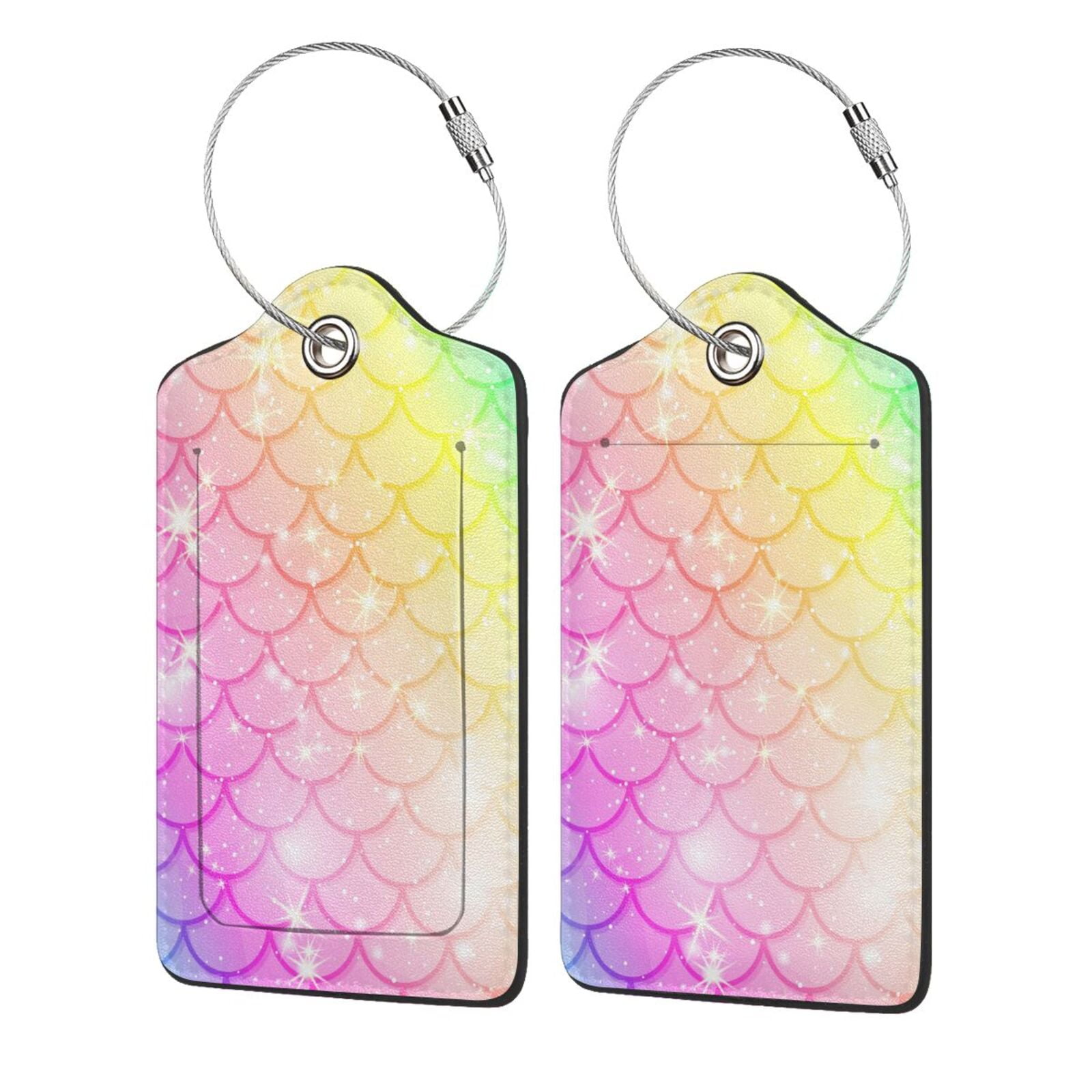 Disketp 4 Pcs Luggage Tag For Suitcase,Fish Scale Leather Baggage Tag ...