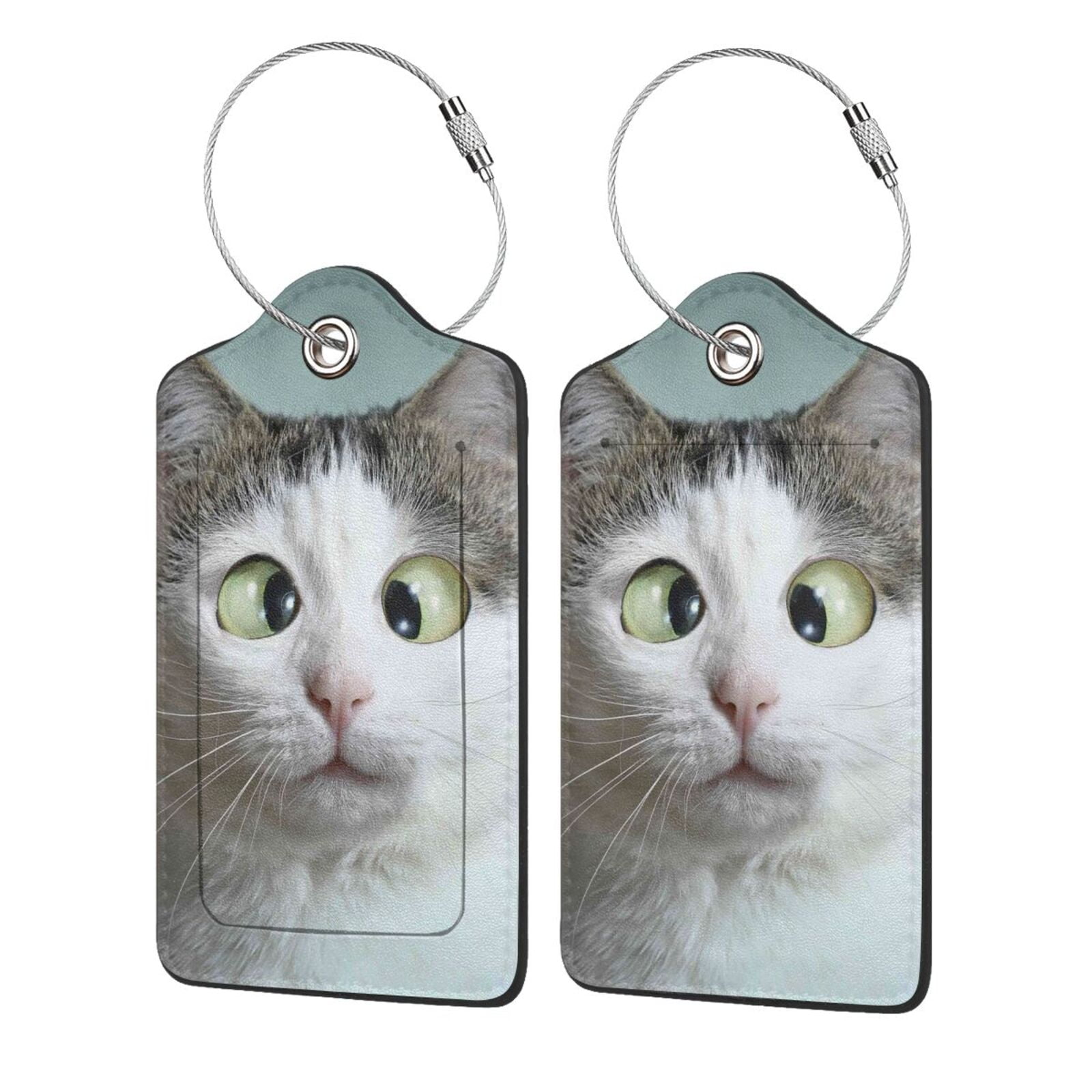 Disketp 4 Pcs Luggage Tag For Suitcase,Funny Cat Leather Baggage Tag ...