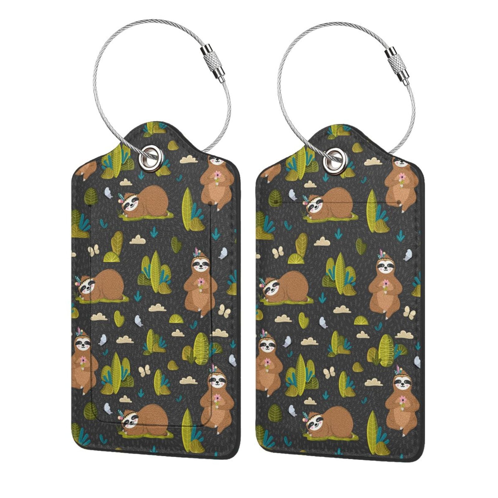 Disketp 4 Pcs Luggage Tag For Suitcase,Funny Sloths In The Forest ...