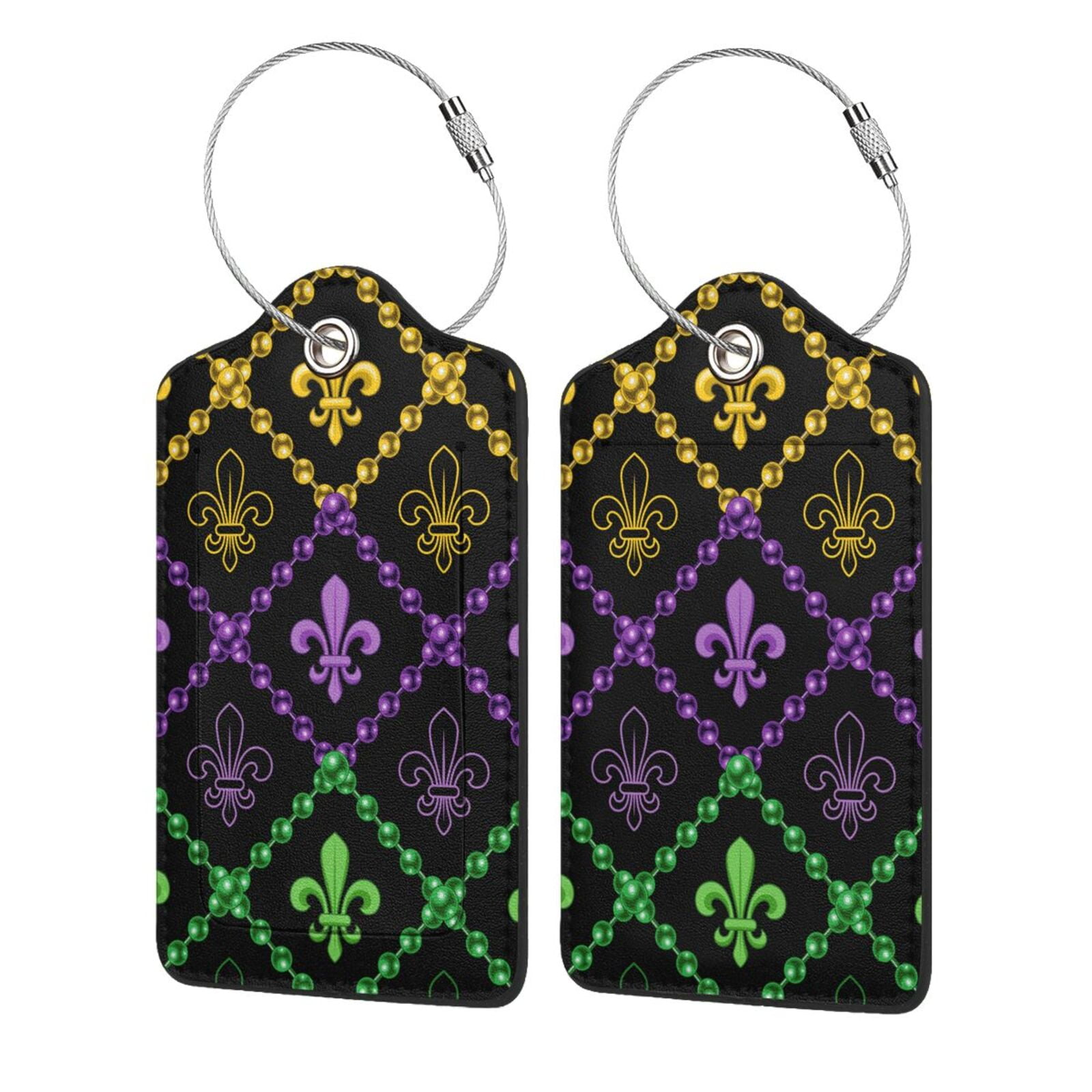Disketp 4 Pcs Luggage Tag For Suitcase,Mardi Gra Geometric Leather ...