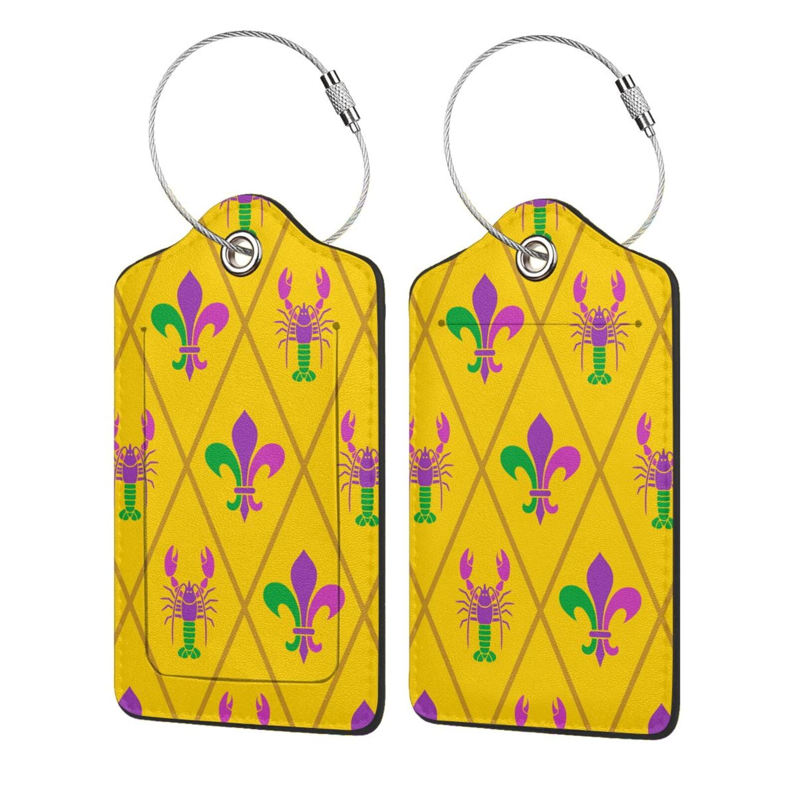 Disketp 4 Pcs Luggage Tag For Suitcase,Mardi Gras Crayfish And Fleur De ...
